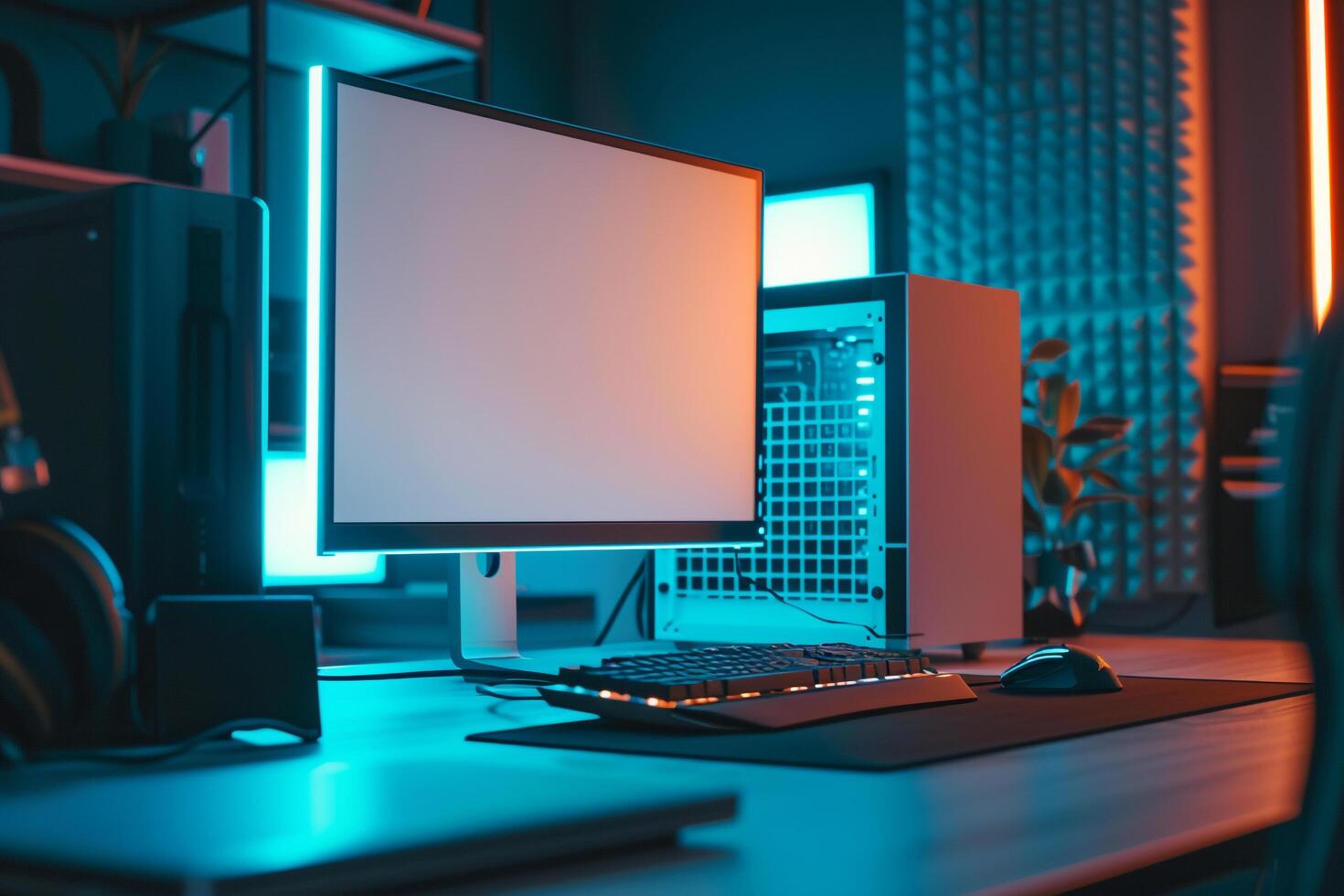 Futuristic Desktop Computer Mockup Background 48632743 Stock Photo at ...