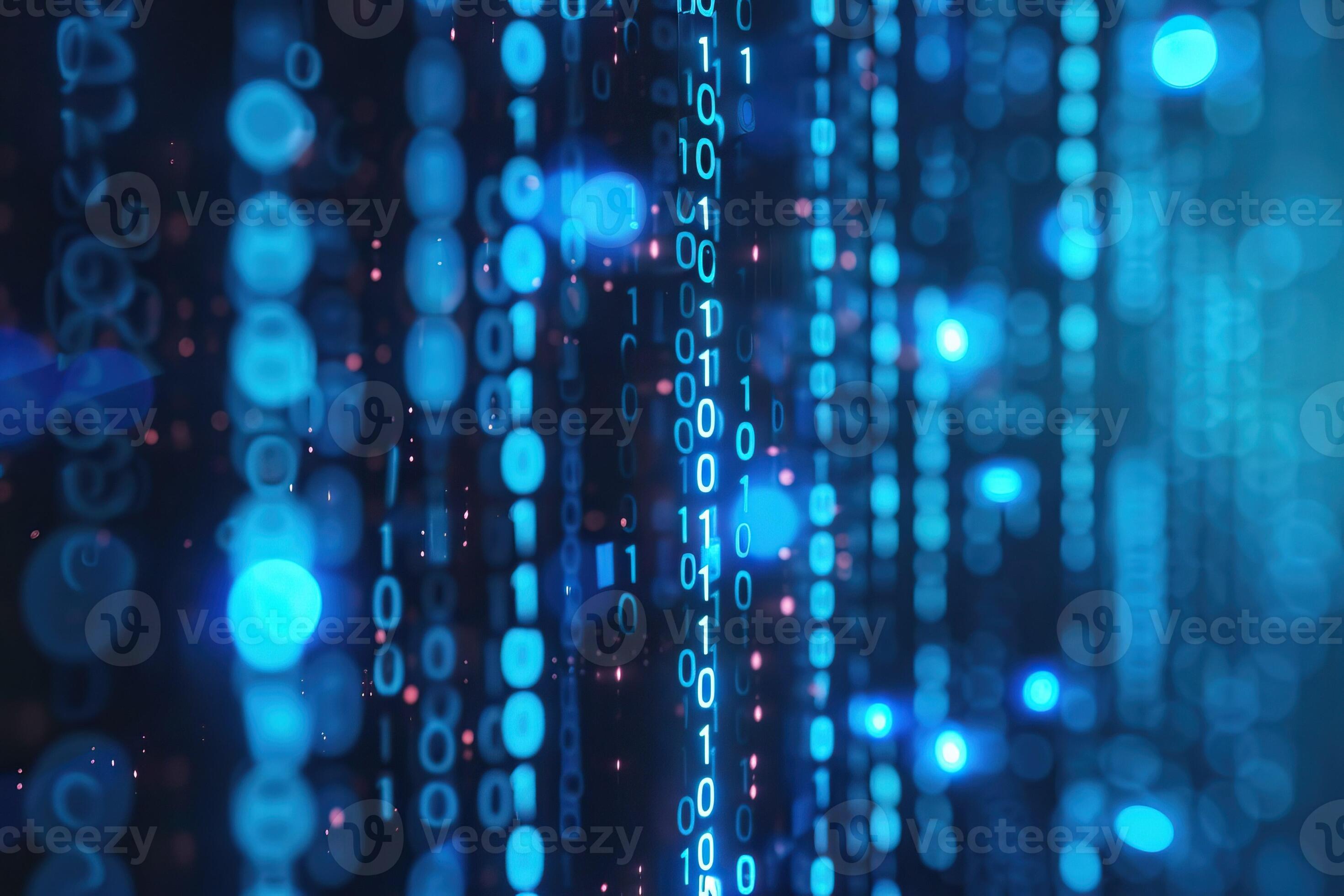 Big data power displayed through binary code on computer screen ...