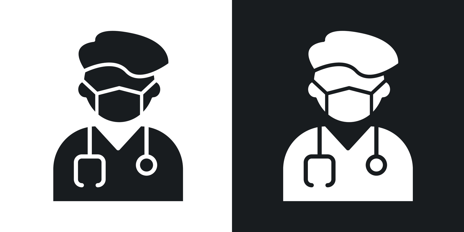 Doctor icon set black filled and outlined style. 48653147 Vector Art at ...