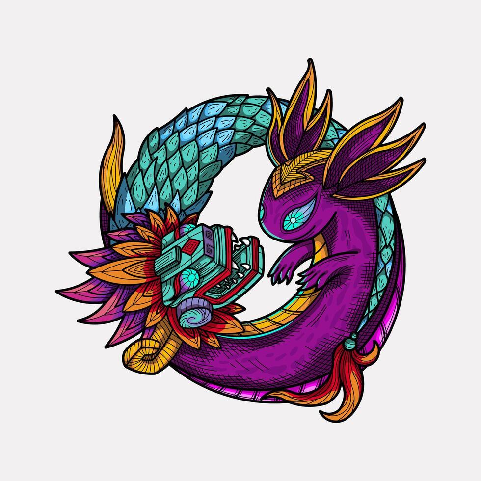 mano dibujado azteca continuar quetzalcoatl mexicano Dios 48655698 ... mano dibujado azteca continuar quetzalcoatl mexicano Dios 48655698 ...