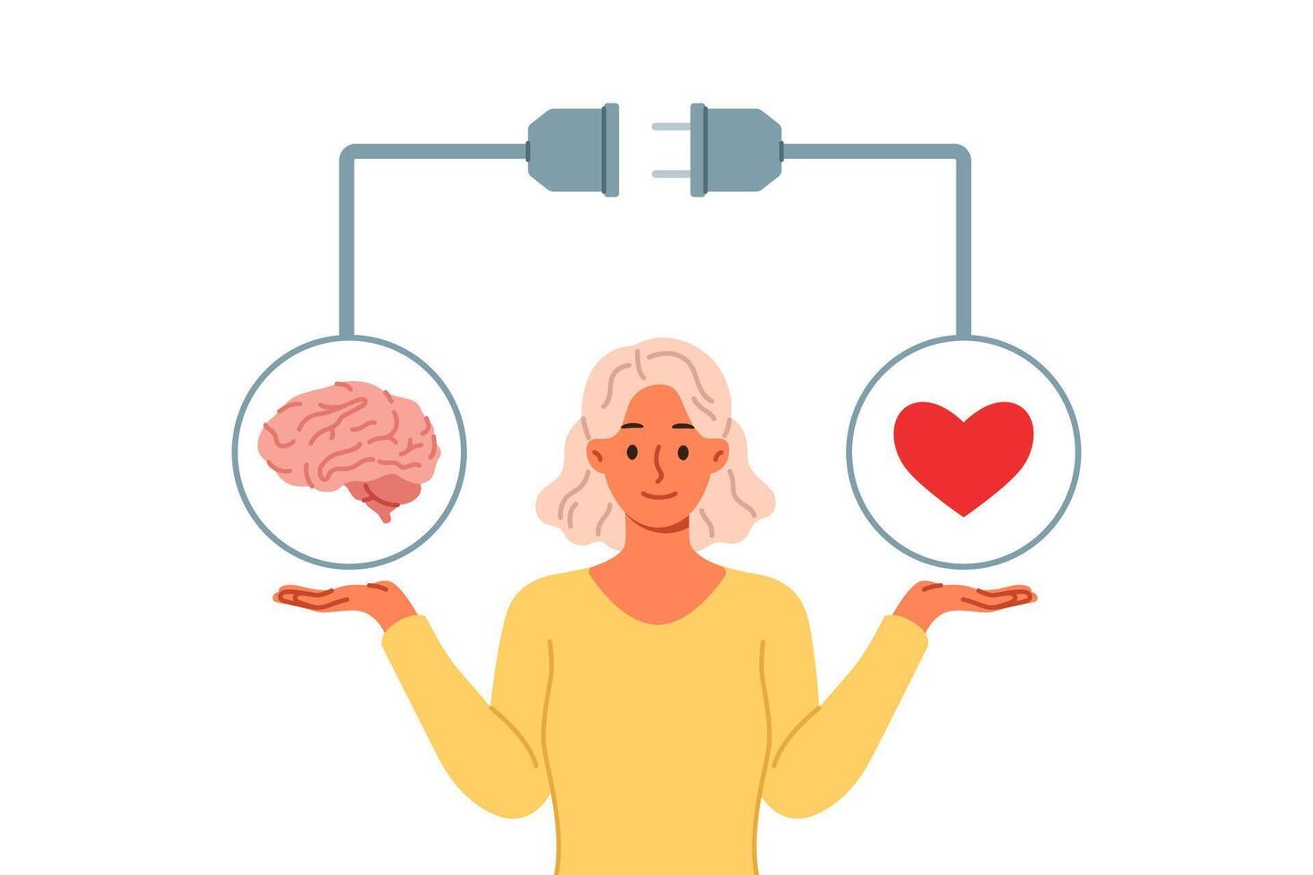 Woman tries to achieve balance between feelings and intellect by ... Woman tries to achieve balance between feelings and intellect by ...
