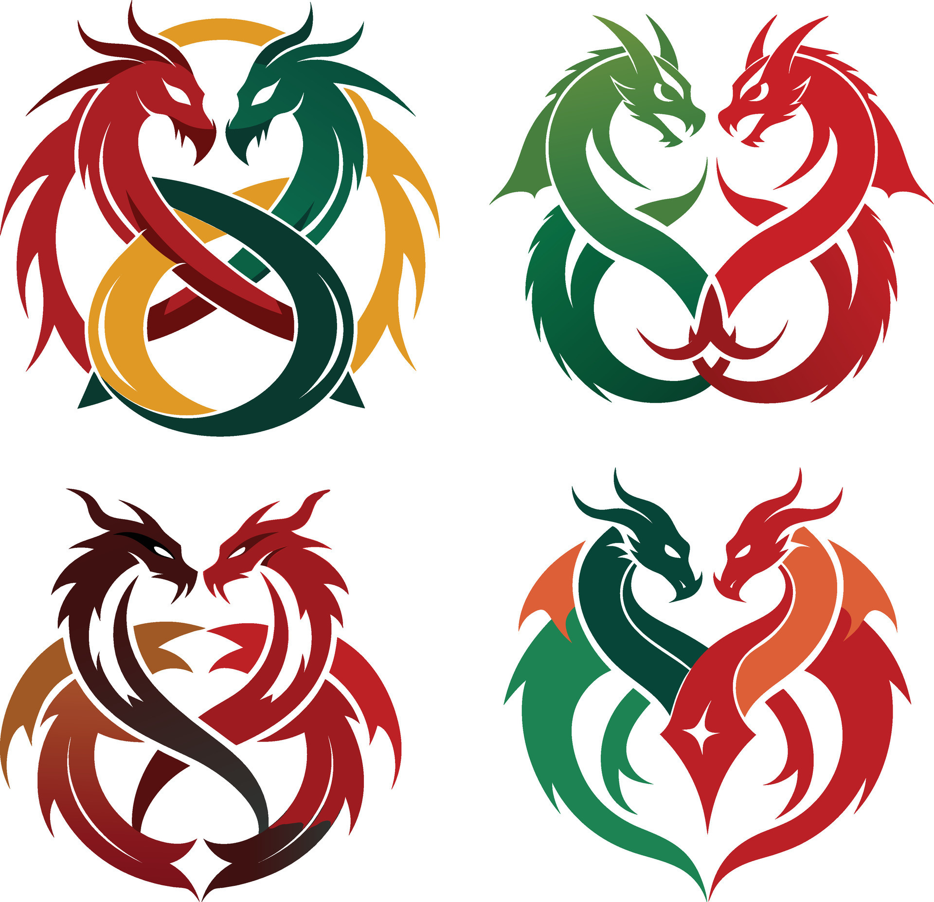 Art and Illustration of Dual Dragons Logo Set 48667149 Vector Art at ...