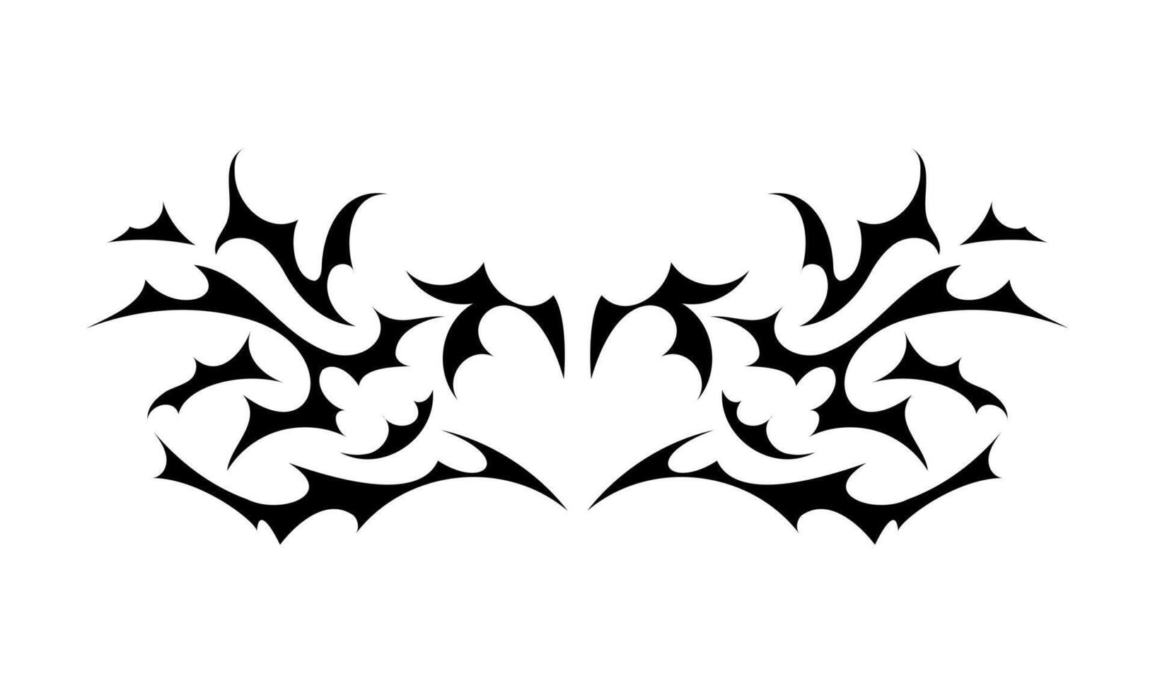 Neo Tribal Y2k Tattoo Heart Shape Cyber Sigilism Style Hand Drawn