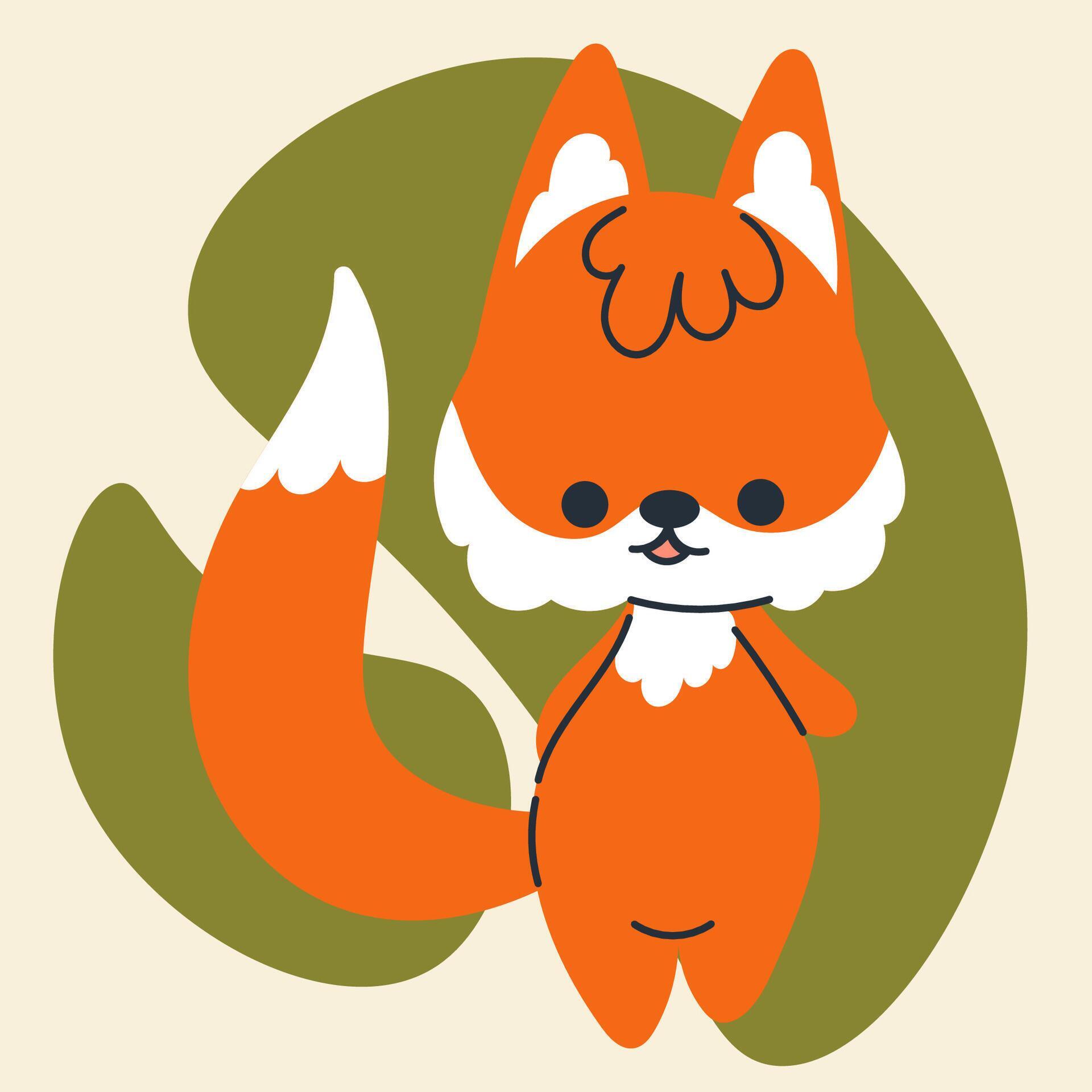 Cute Kawaii Fox In Cartoon Flat Doodle Simple Style Design Element For Posters Postcards