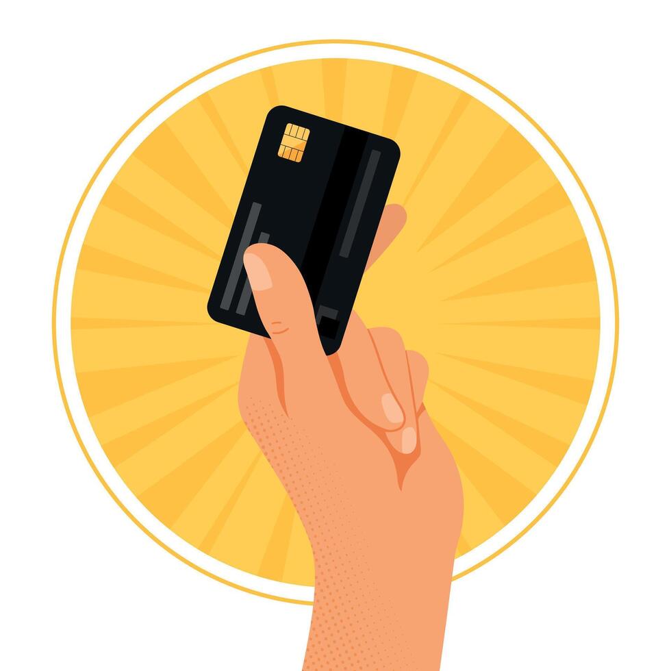 Hand holds credit card. Human hand with bank card. Payment, purchase or ... Hand holds credit card. Human hand with bank card. Payment, purchase or ...