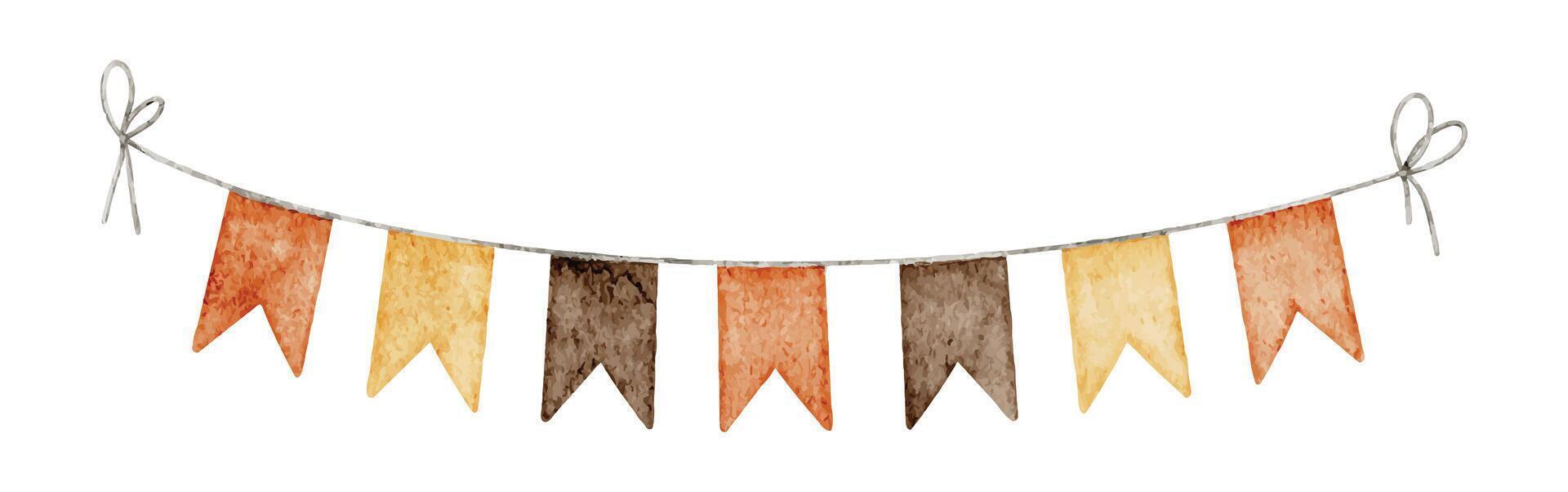 Watercolor Pennant in Autumn Colors for Harvest Festival Decorations ...