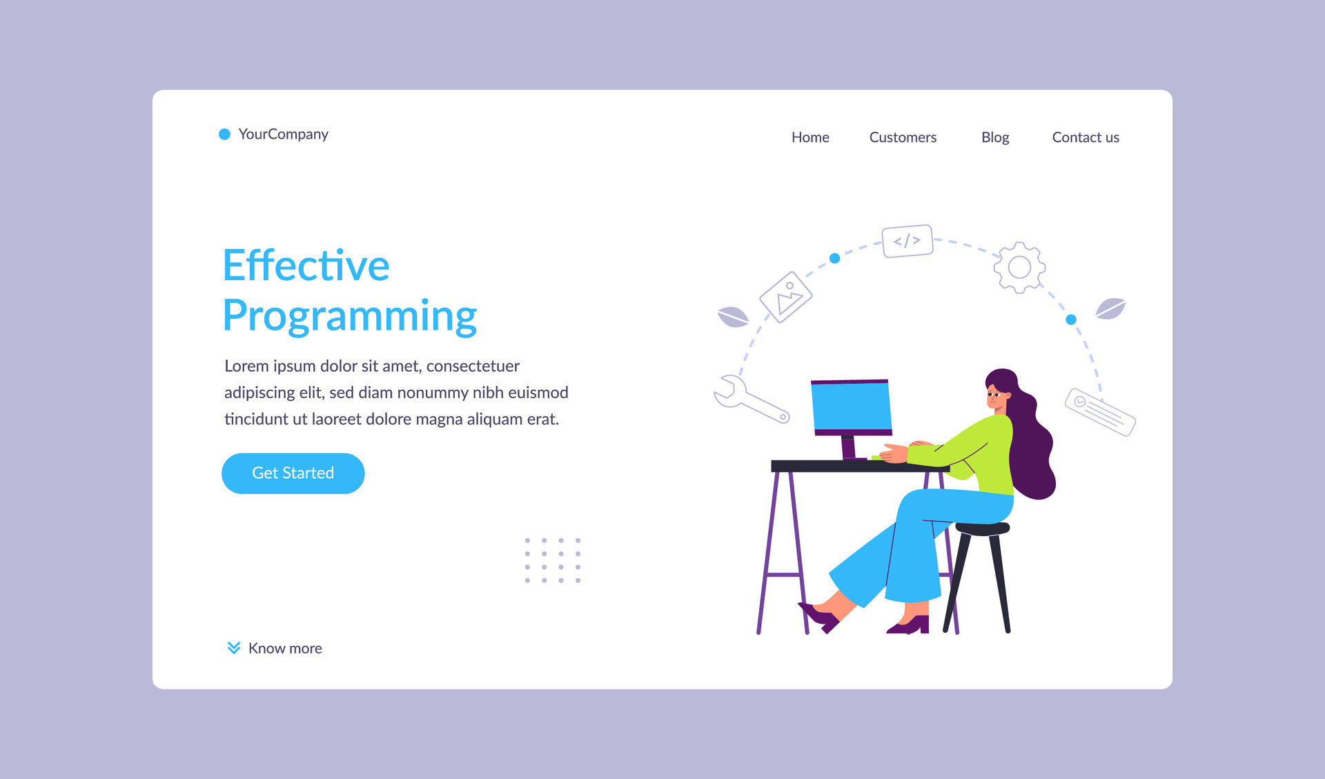 Effective Programming Landing Page Woman Software Developer Or Ui Ux