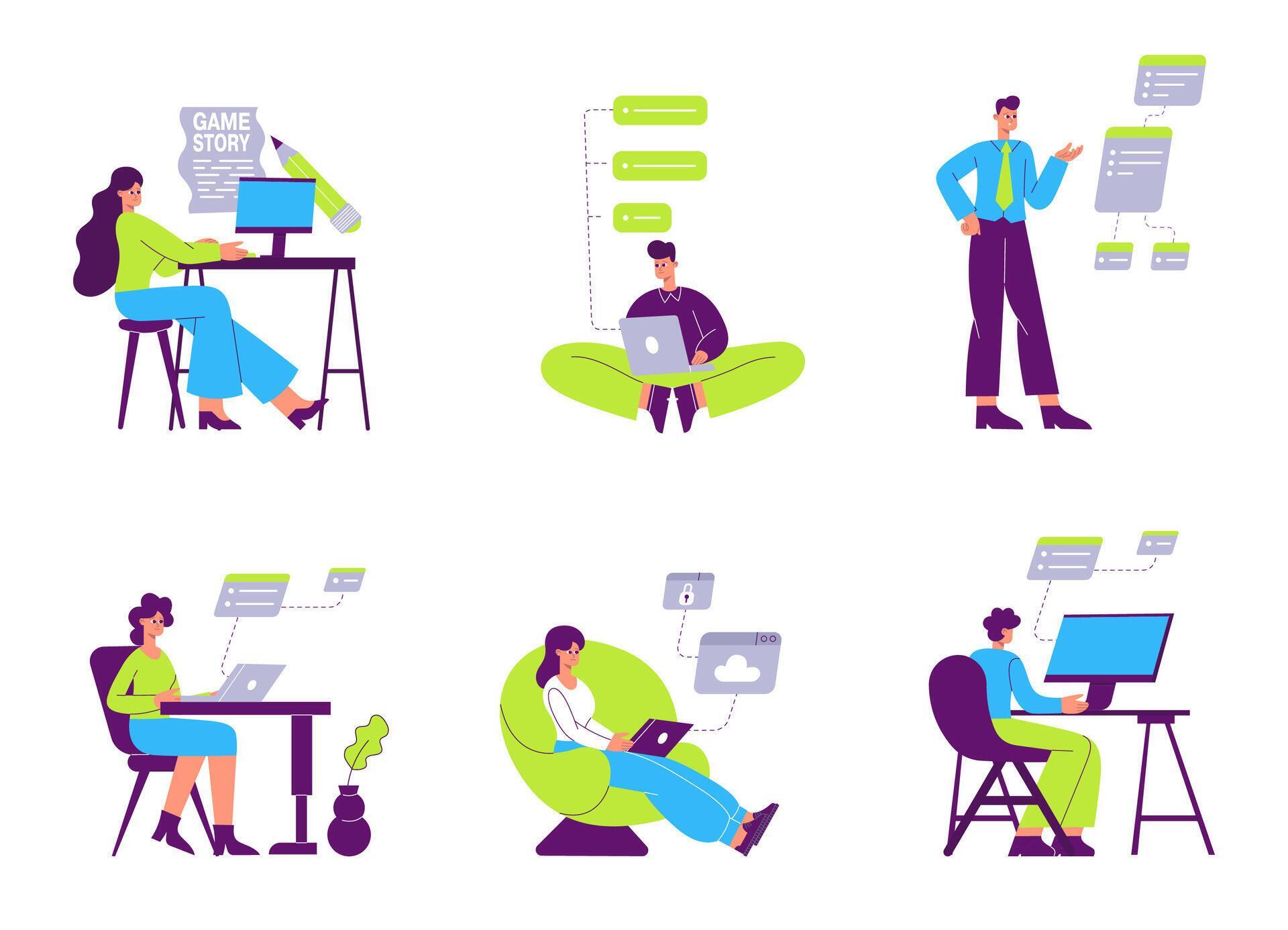 Programmers, web, software engineers and game designers 48686139 Vector Art at Vecteezy