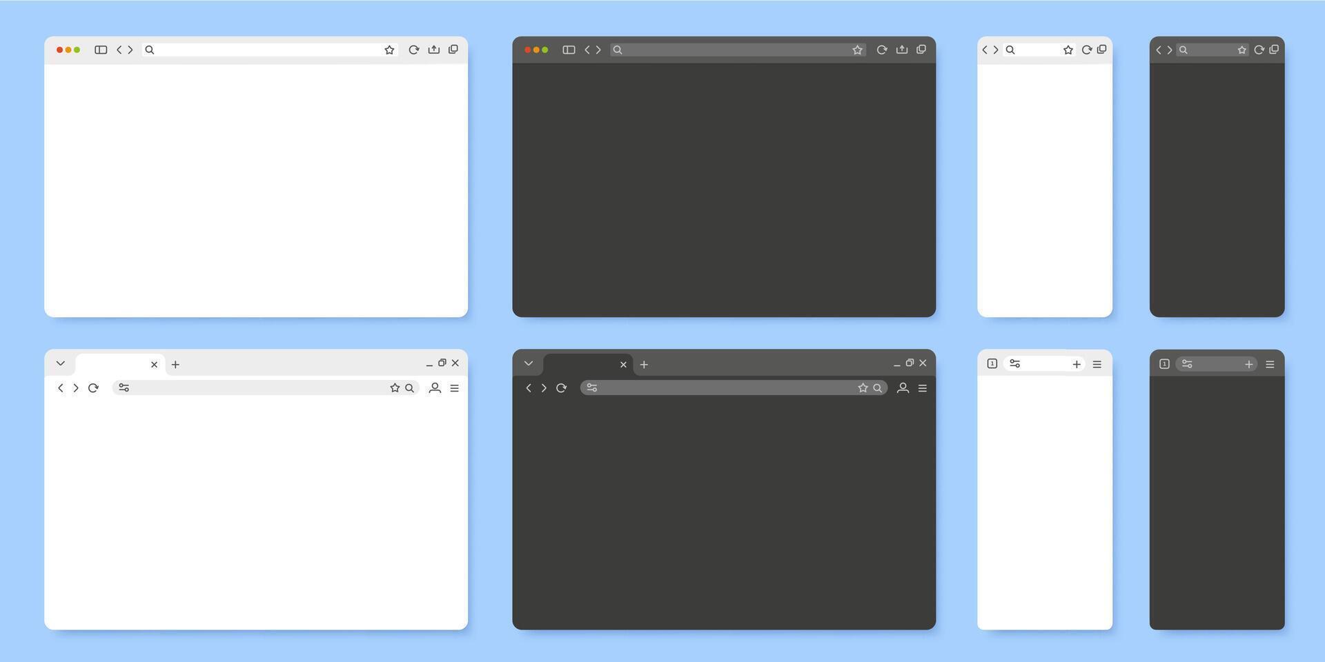 Browser Window Internet Browsing Tab Ui Template For Mobile Web Page And Desktop App Light And