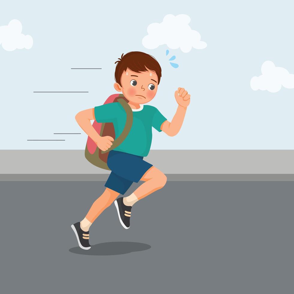 Cute little boy student with backpack running late to school 48687799 ... Cute little boy student with backpack running late to school 48687799 ...