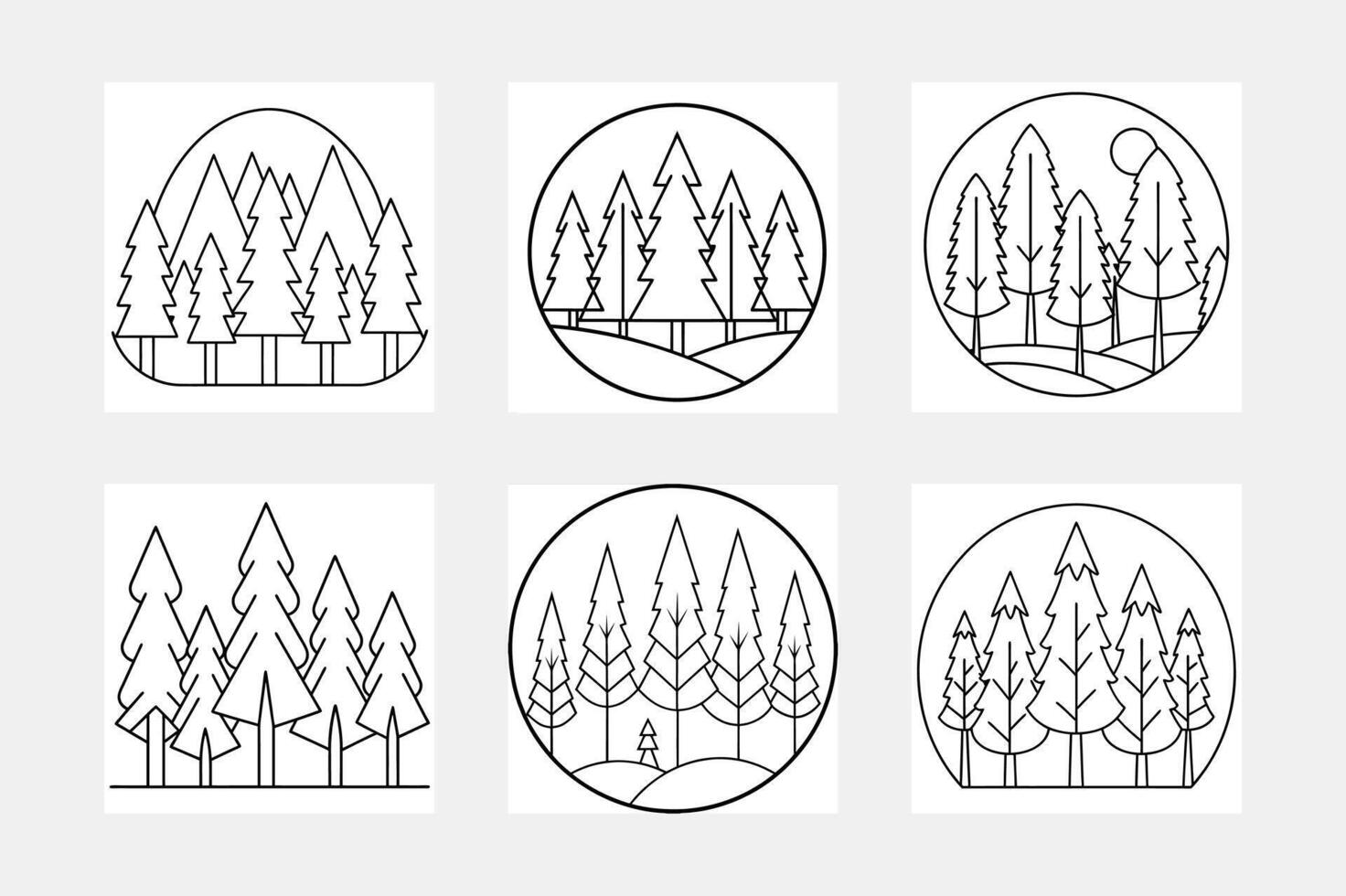 Unique Forest Line Art Illustration Set 48690274 Vector Art at Vecteezy
