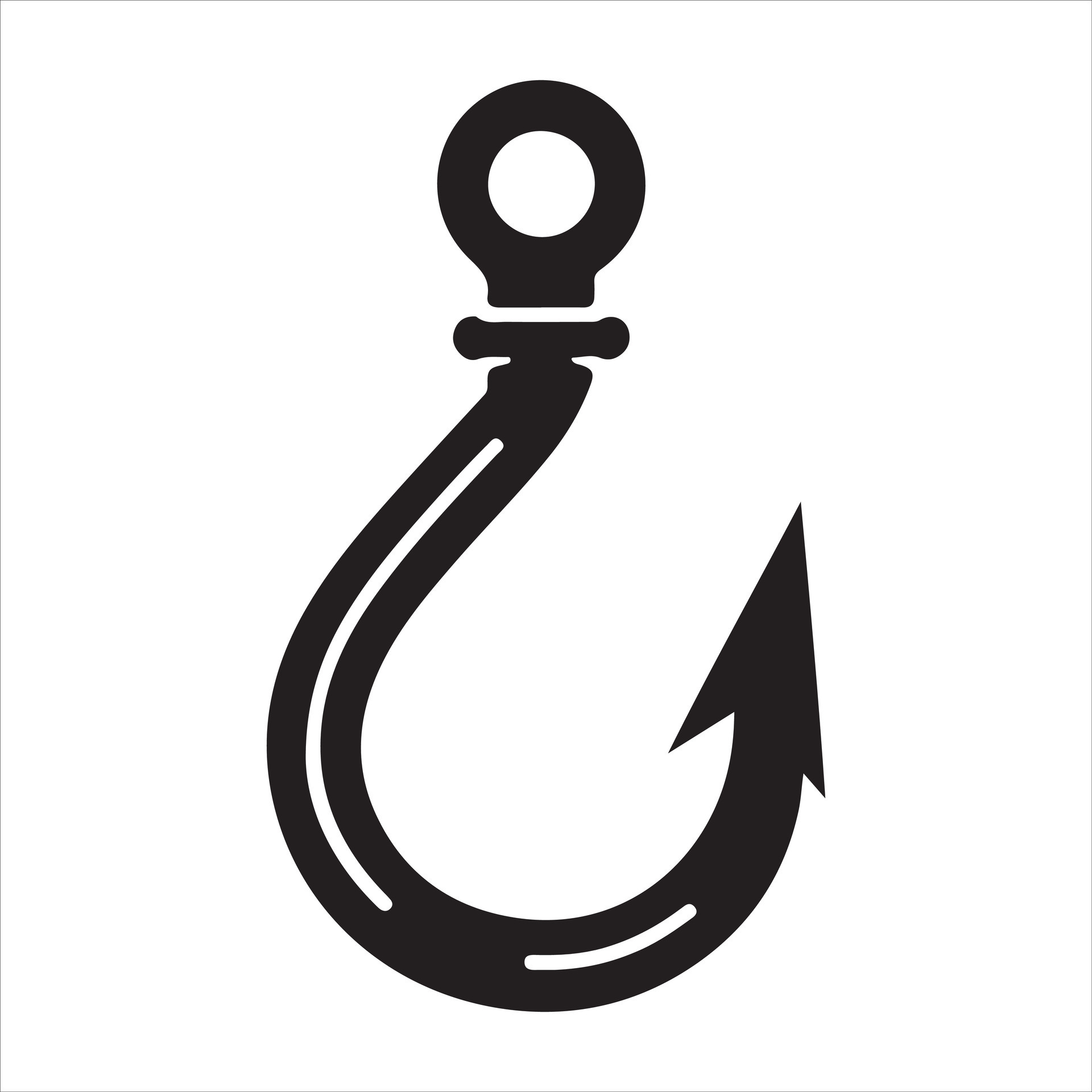 Fishing hook icon, silhouette on white background, simple hook silhouette 48692688 Vector Art at ...