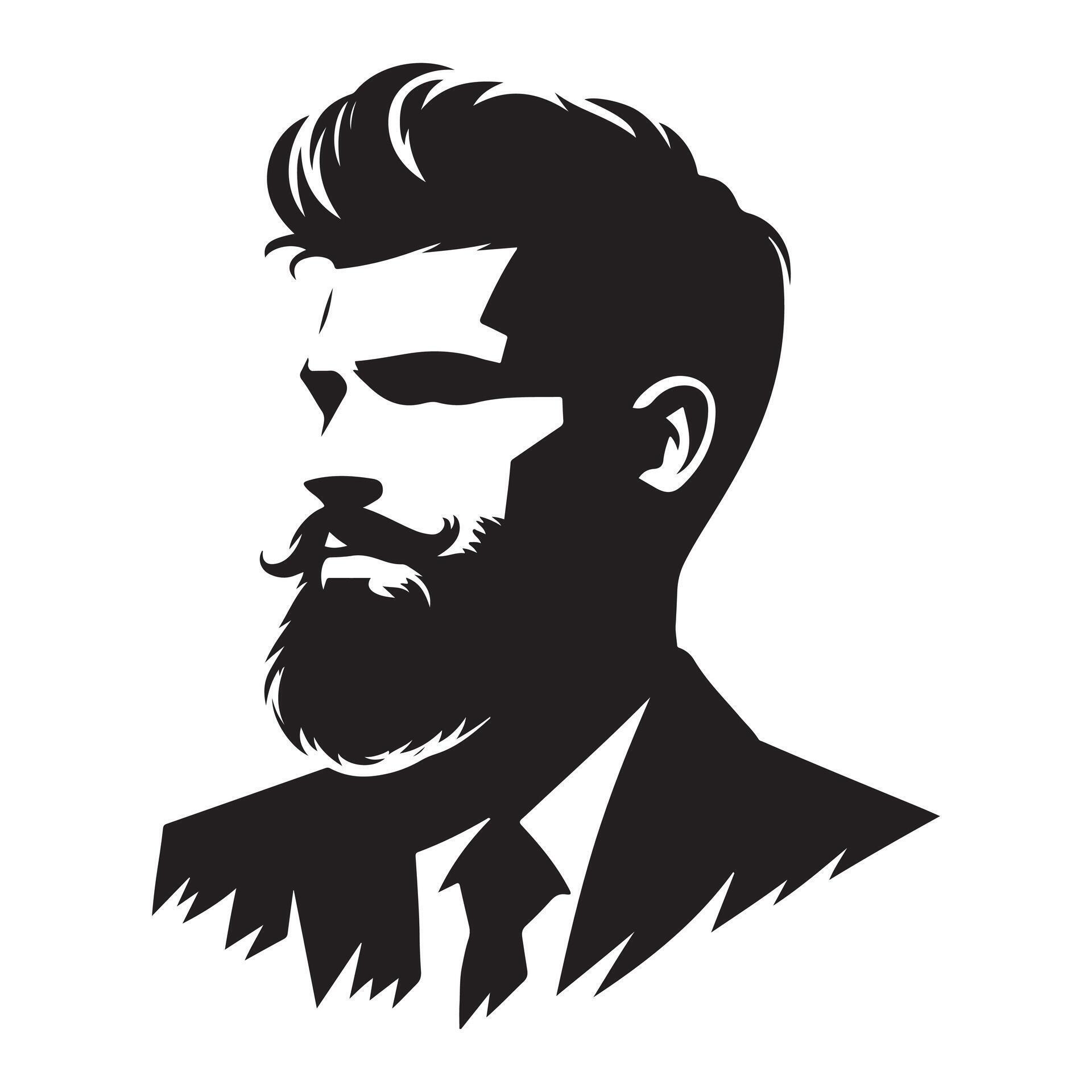 Icons Of Men Beards Man Face Portrait With Full Beard And Mustache