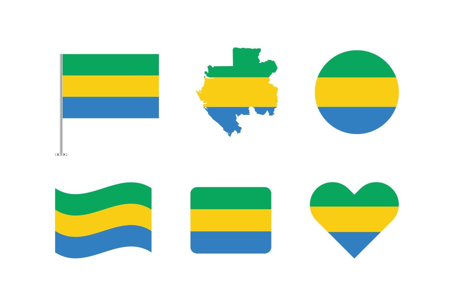 Gabon Flag Set Of Gabon Flags Collection 48693088 Vector Art At Vecteezy