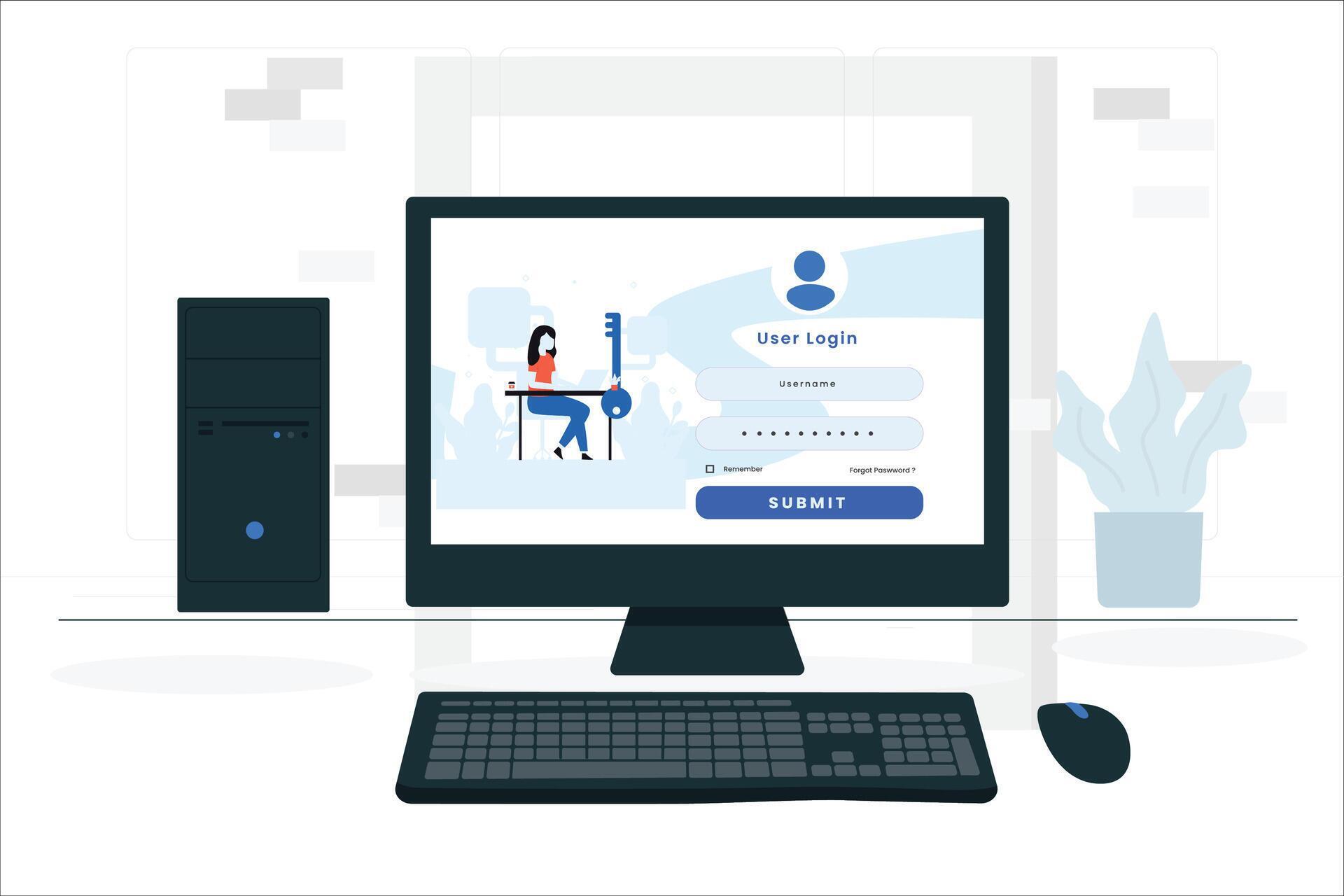 Woman creating new account with login and secure password. Registration ...