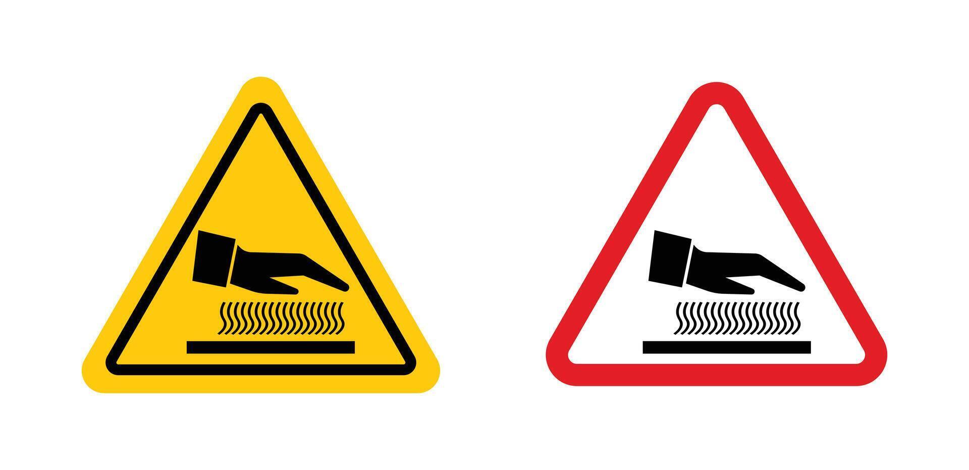 Caution hot surface sign. Don't touch heat burn beware warning symbol ... Caution hot surface sign. Don't touch heat burn beware warning symbol ...