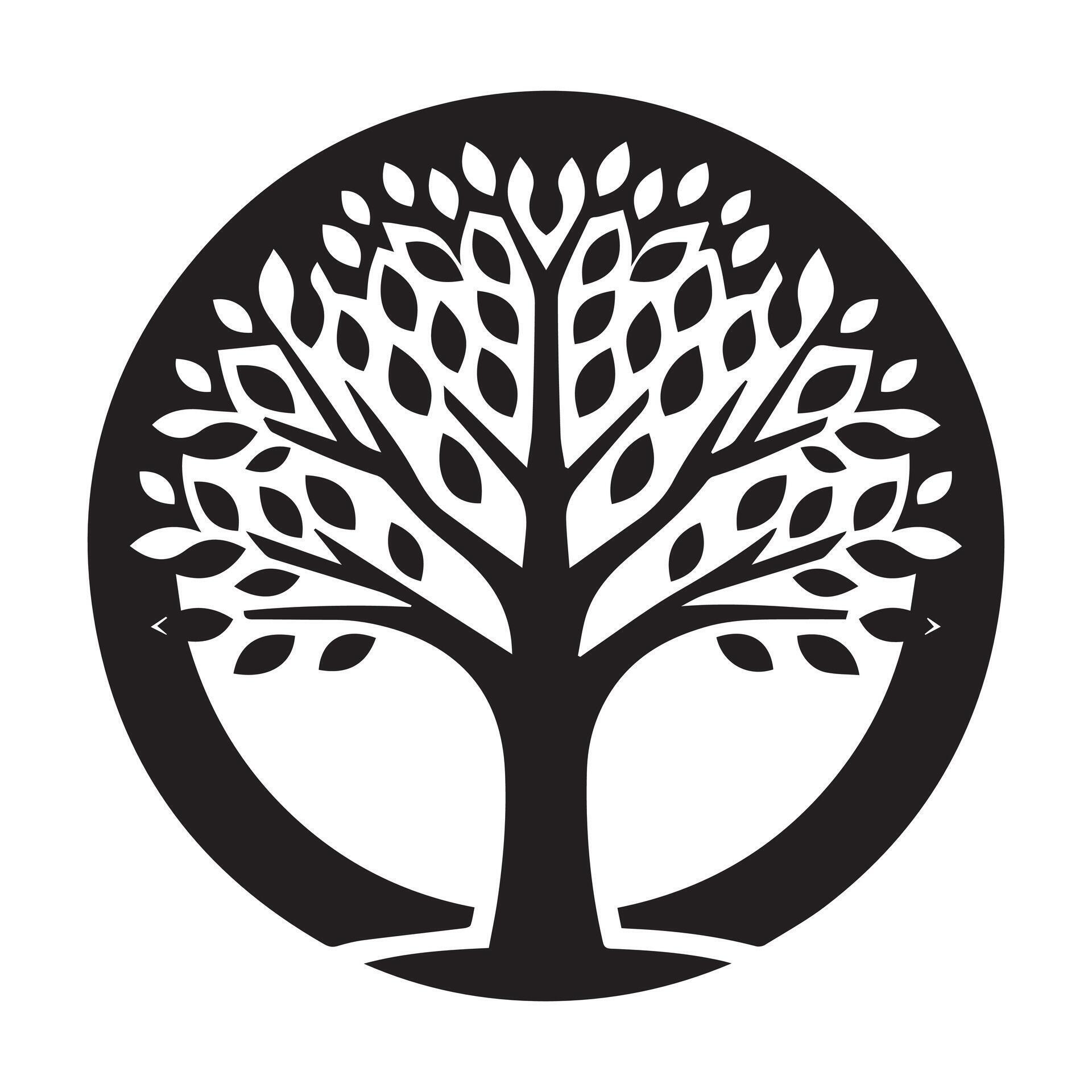 Black tree silhouette with roots and branches resembling a symmetrical ...