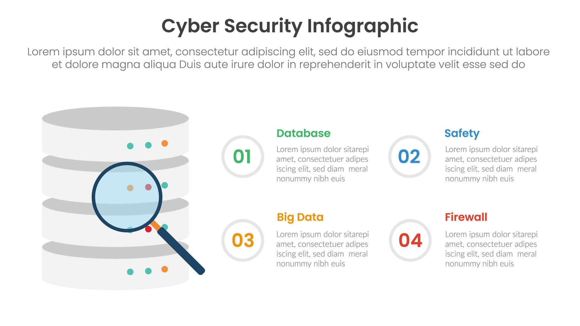 Cybersecurity Technology Infographic Template Banner With Server Data Analysis With Magnifying