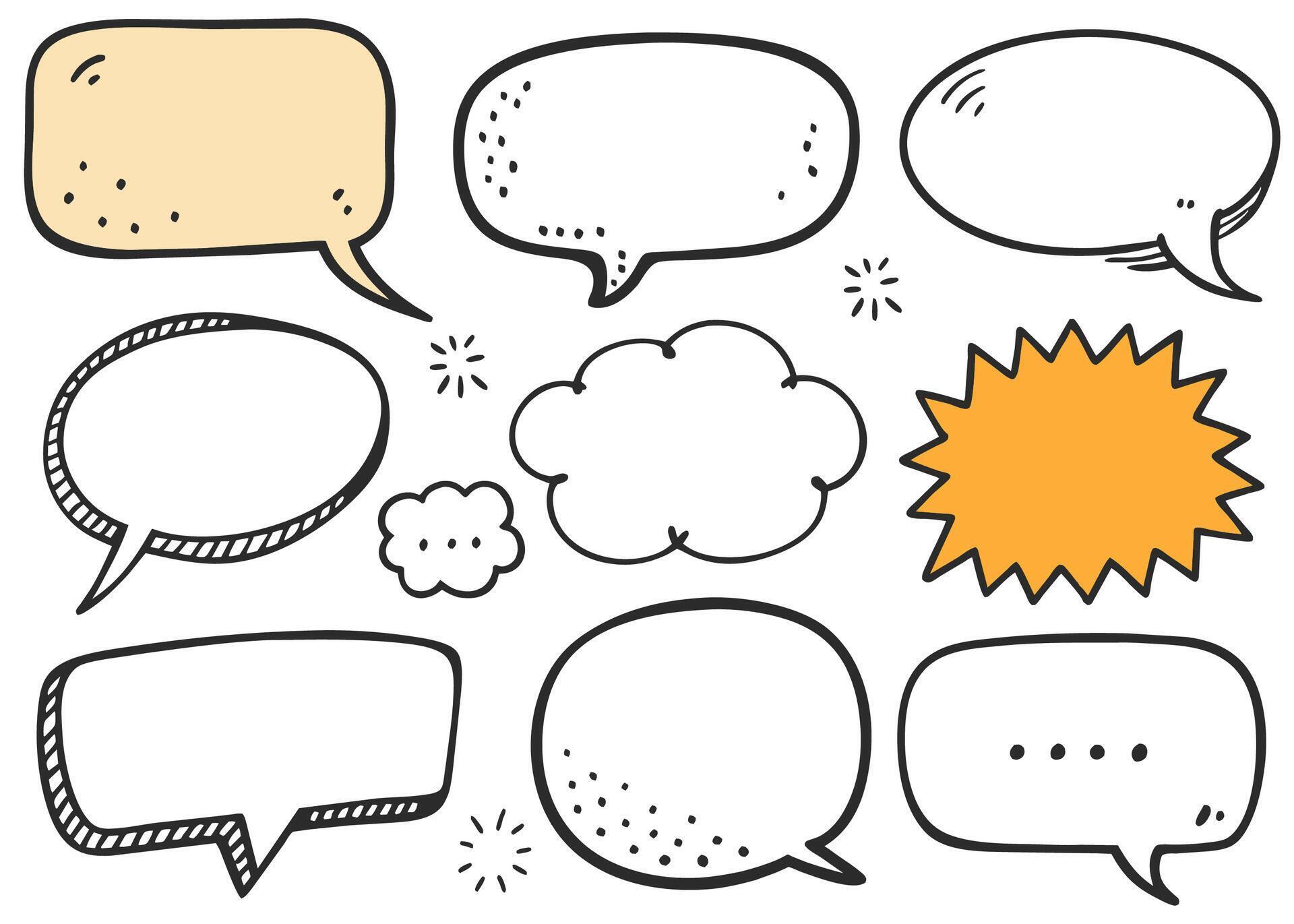Hand drawn comic speech bubbles. Doodle style chat frames. 48708318 ...