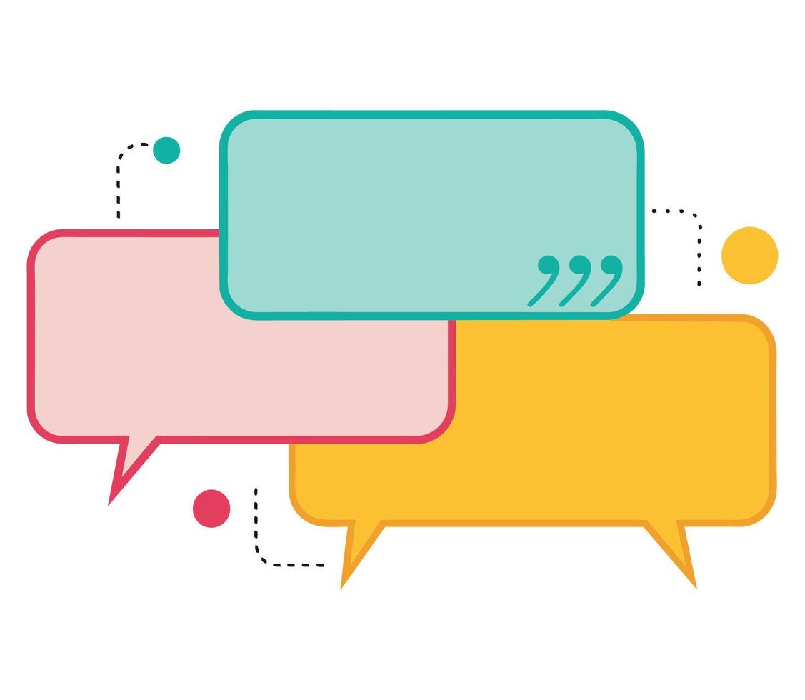 Colorful communication speech bubbles. Cartoon style illustration ...