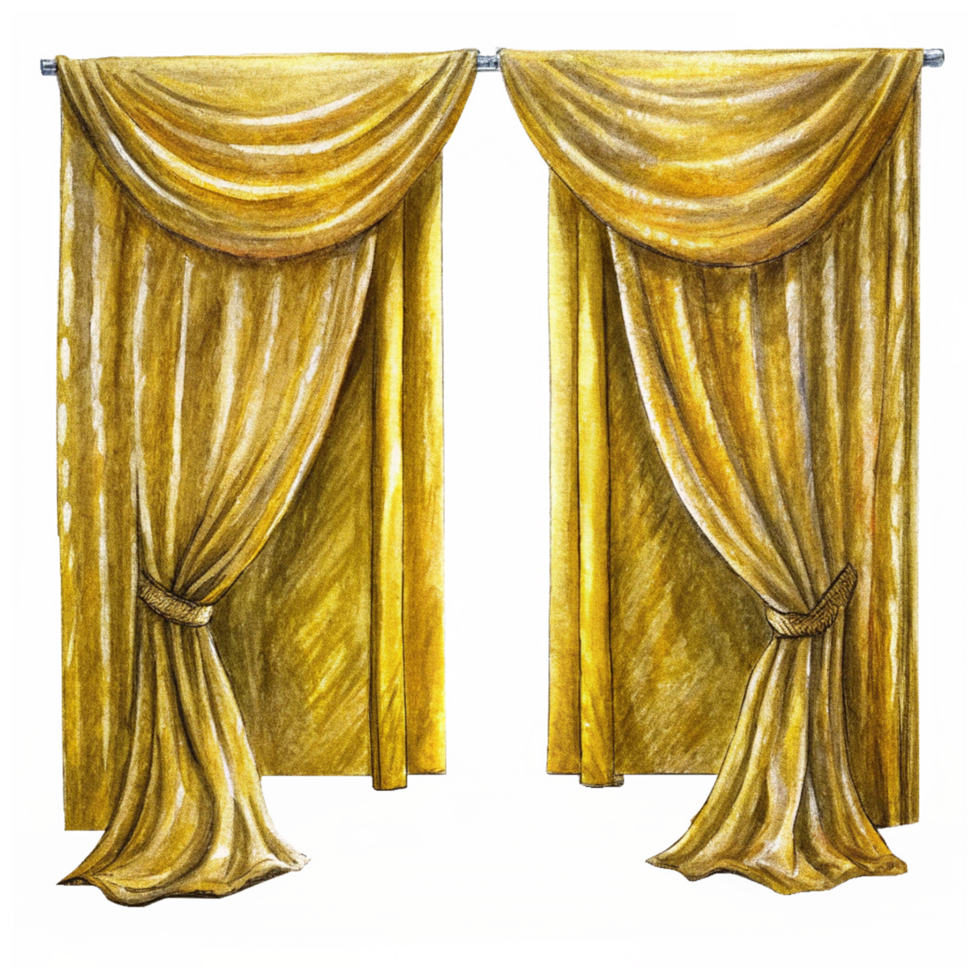 Gold Curtain Hand Drawn Design 48719584 Png