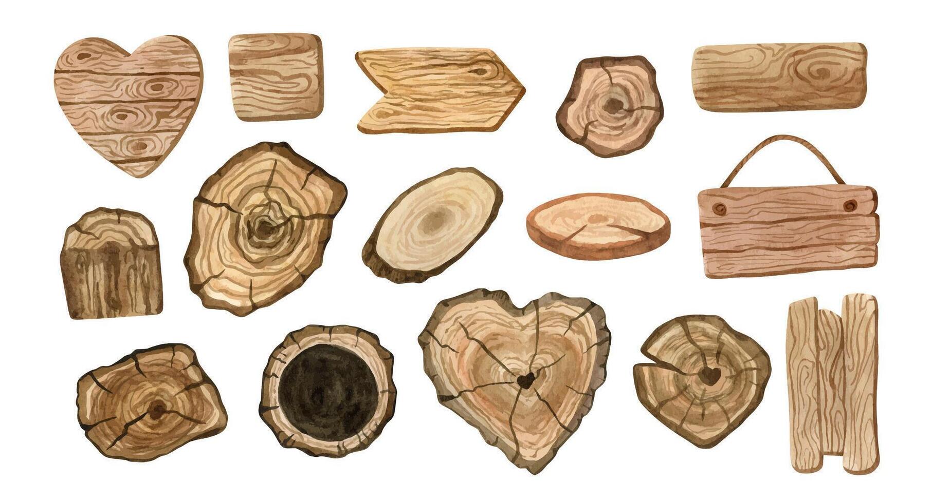 rústico madera rebanadas clipart colocar. mano dibujado acuarela ... rústico madera rebanadas clipart colocar. mano dibujado acuarela ...