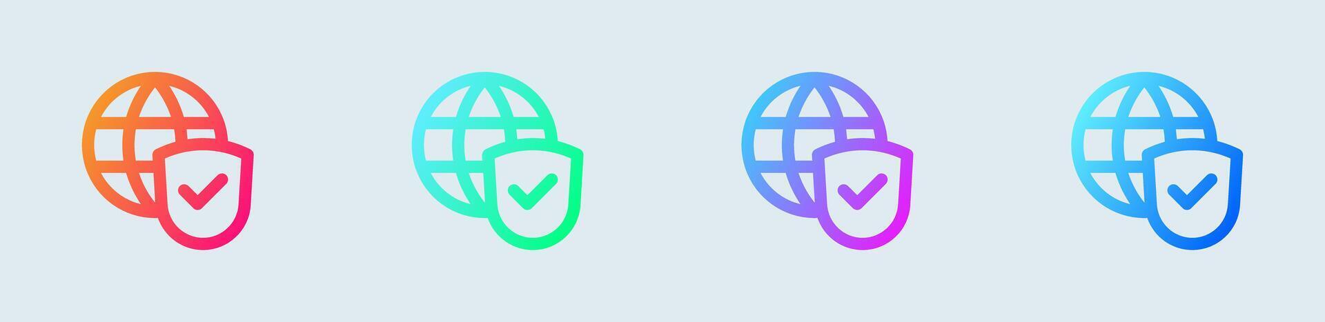 Secure Connection Line Icon In Gradient Colors Network Signs