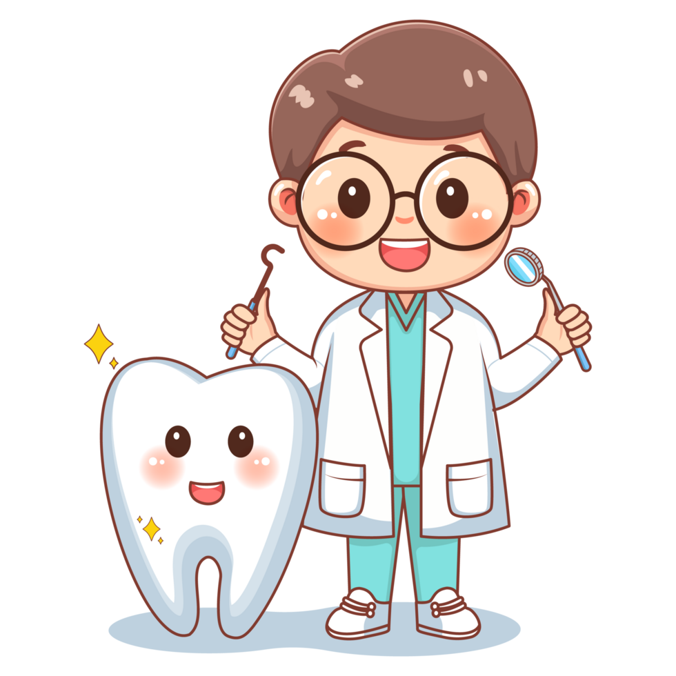 Cute male cartoon dentist with tooth 48726557 PNG