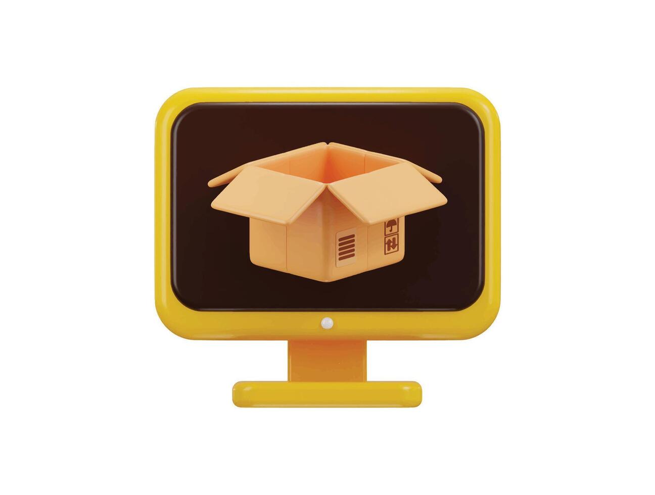 Computer Monitor Screen And Open Cardboard Box Icon 3d Render Illustration 48729505 Vector Art