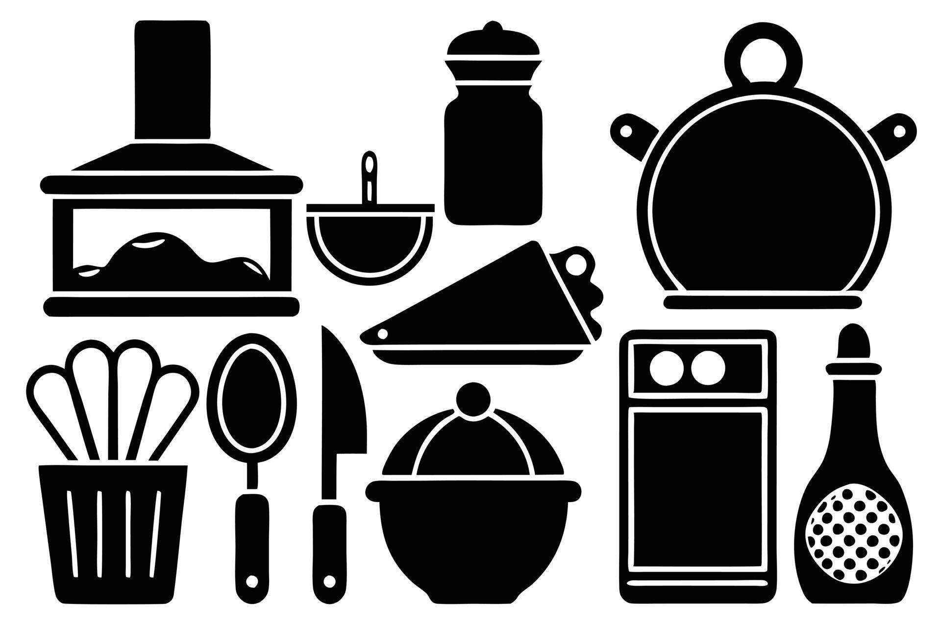Black kitchen elements 48729944 Vector Art at Vecteezy