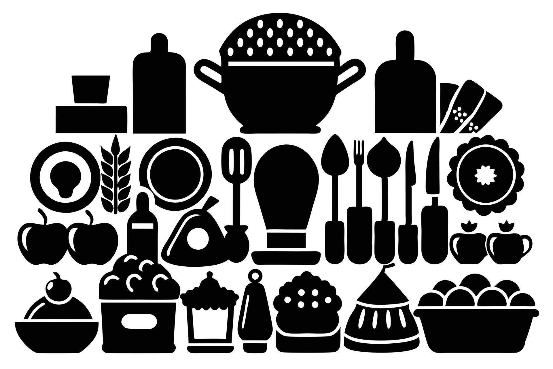 Black kitchen elements 48729950 Vector Art at Vecteezy