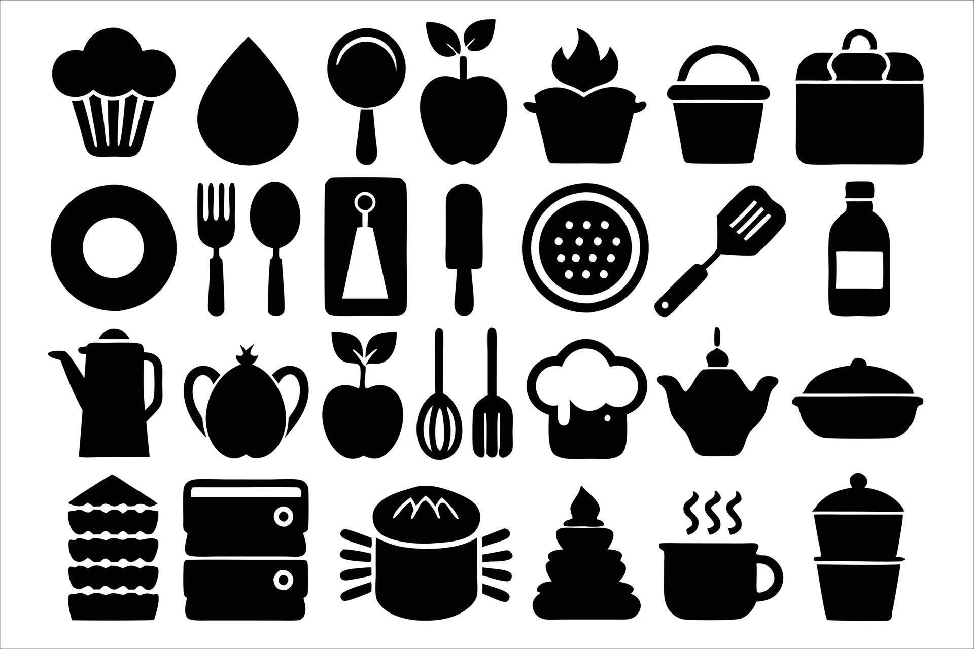 Black kitchen elements 48729953 Vector Art at Vecteezy