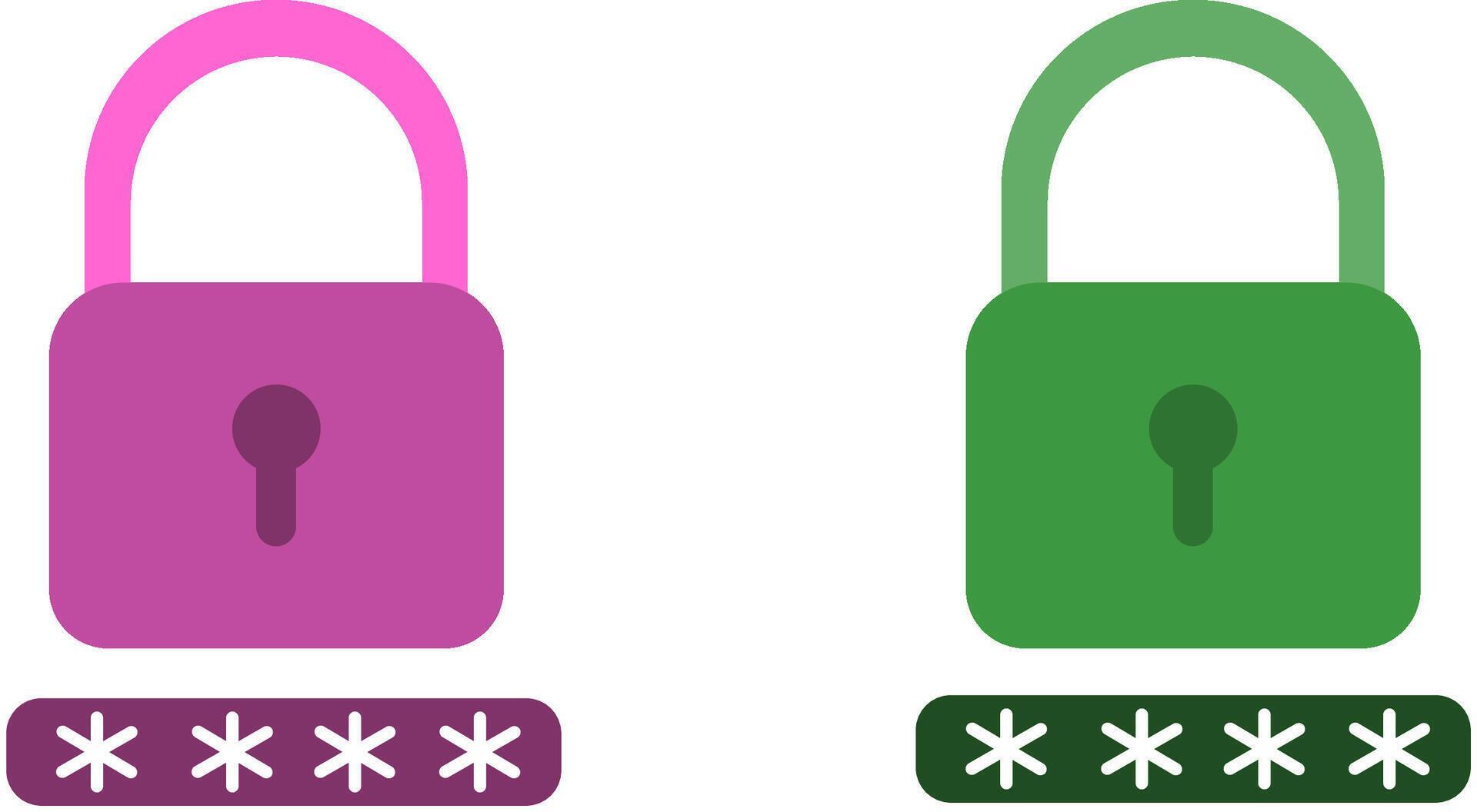 Password security icon illustration set. Lock and pin code for safety ...