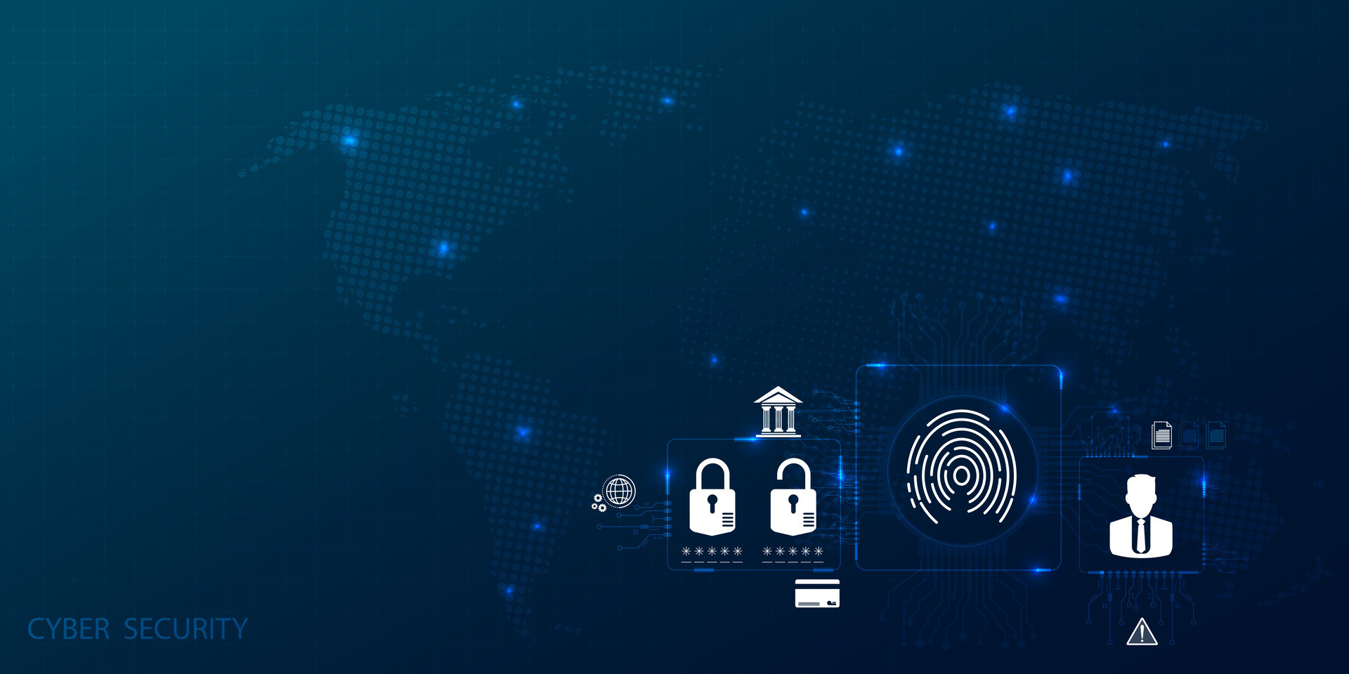 Abstract Circle Digital Cyber Security Fingerprint Connection And Communication Futuristic On