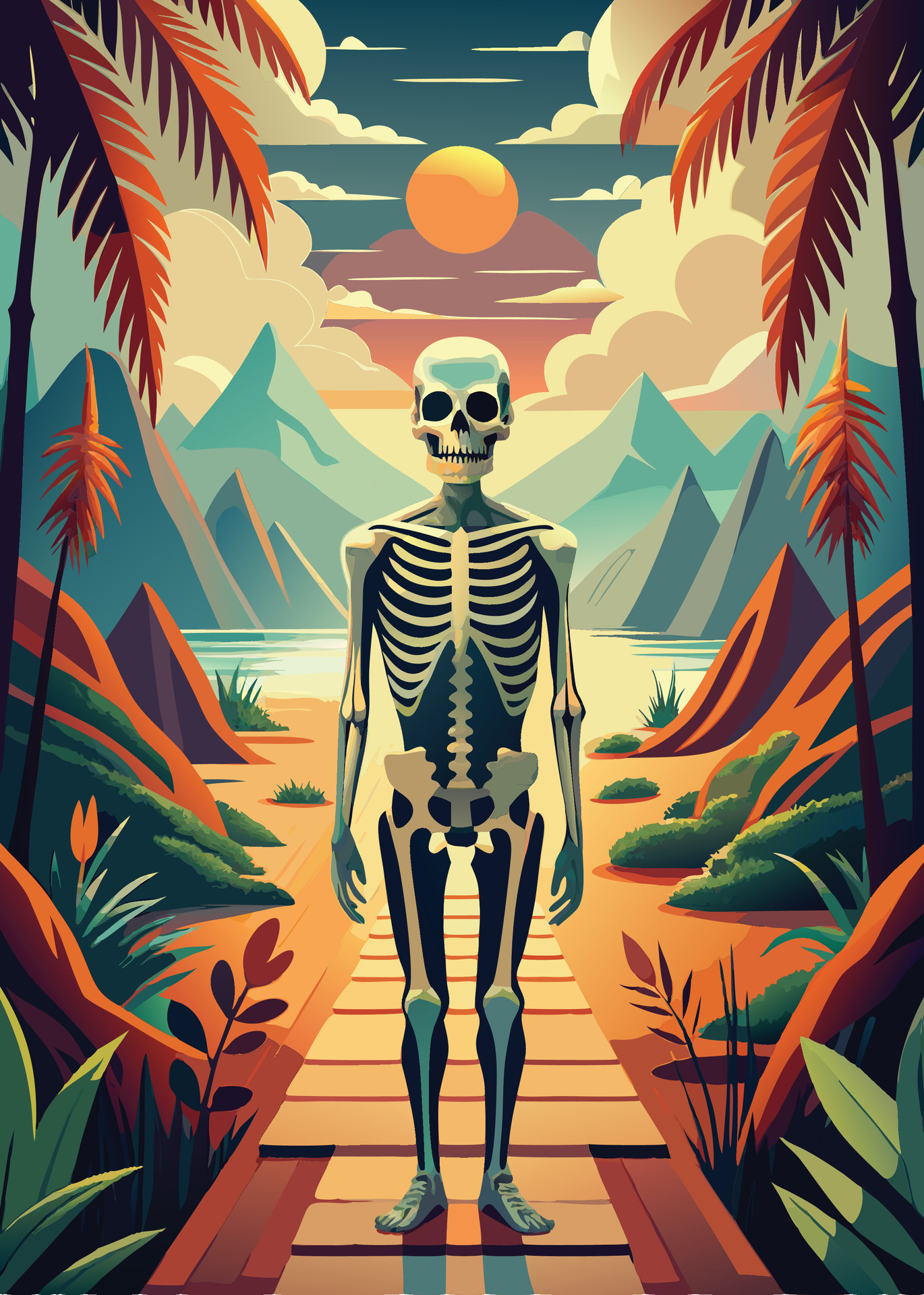 art of Human skeleton drawing Abstract minimal flat art 48733390 Vector ...