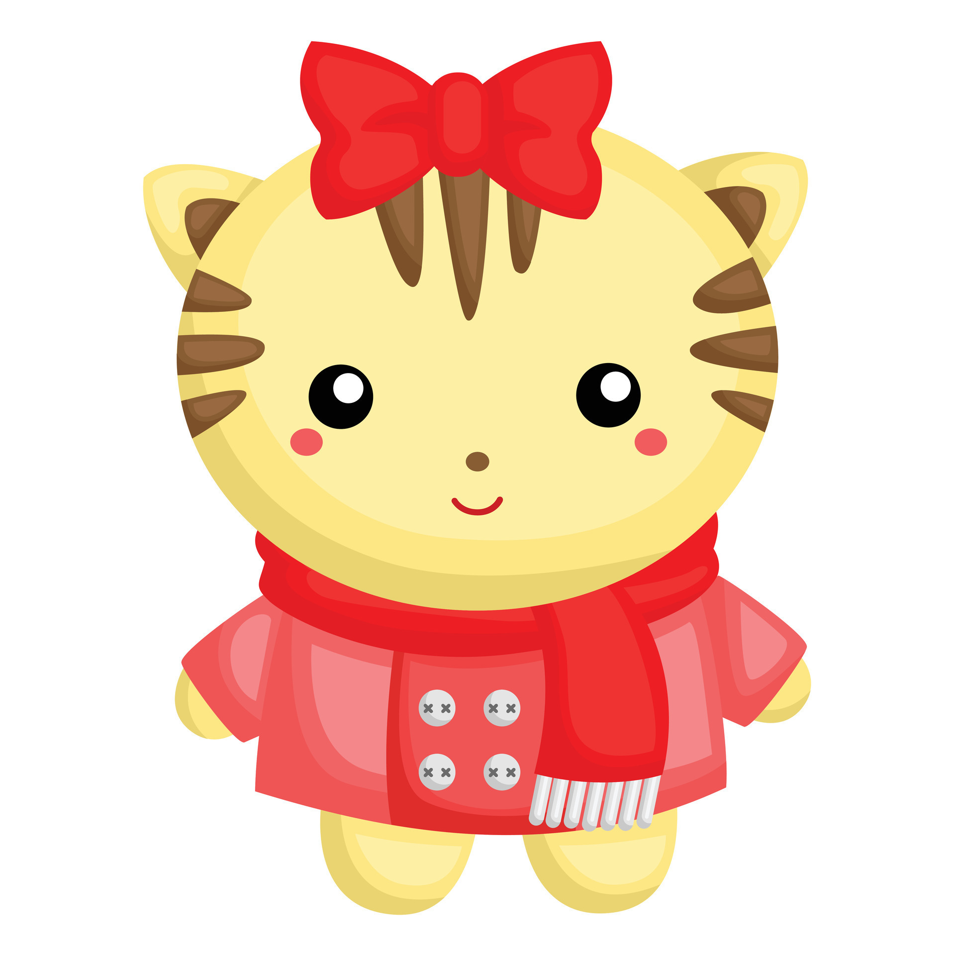 Colorful Cat Winter Animal Christmas Cartoon Illustration Clipart ...