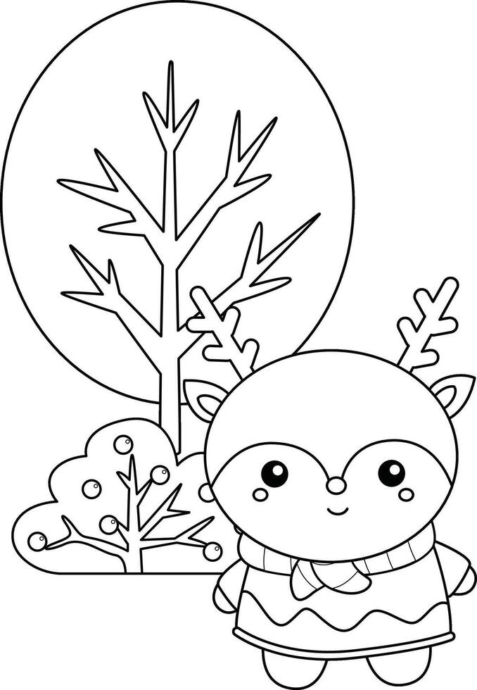 Cute Raindeer Winter ANimal Christmas Holiday Activity Coloring for ...