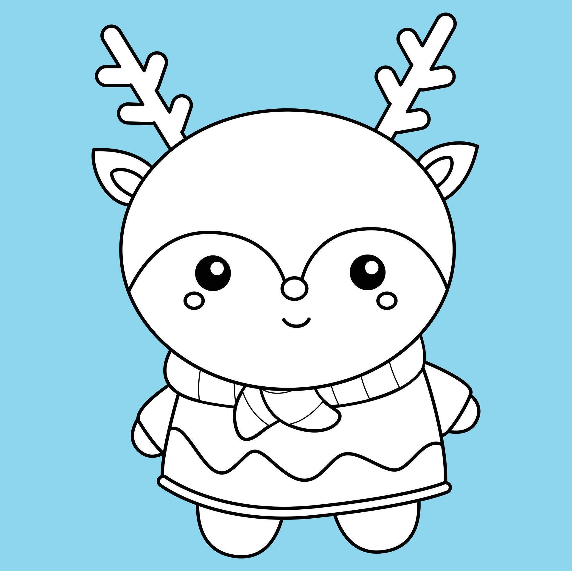 Cute Raindeer Winter Animal Christmas Holiday Cartoon Digital Stamp ...