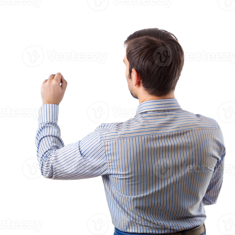 Man Facing Camera Back View Celebrating 48735336 Png