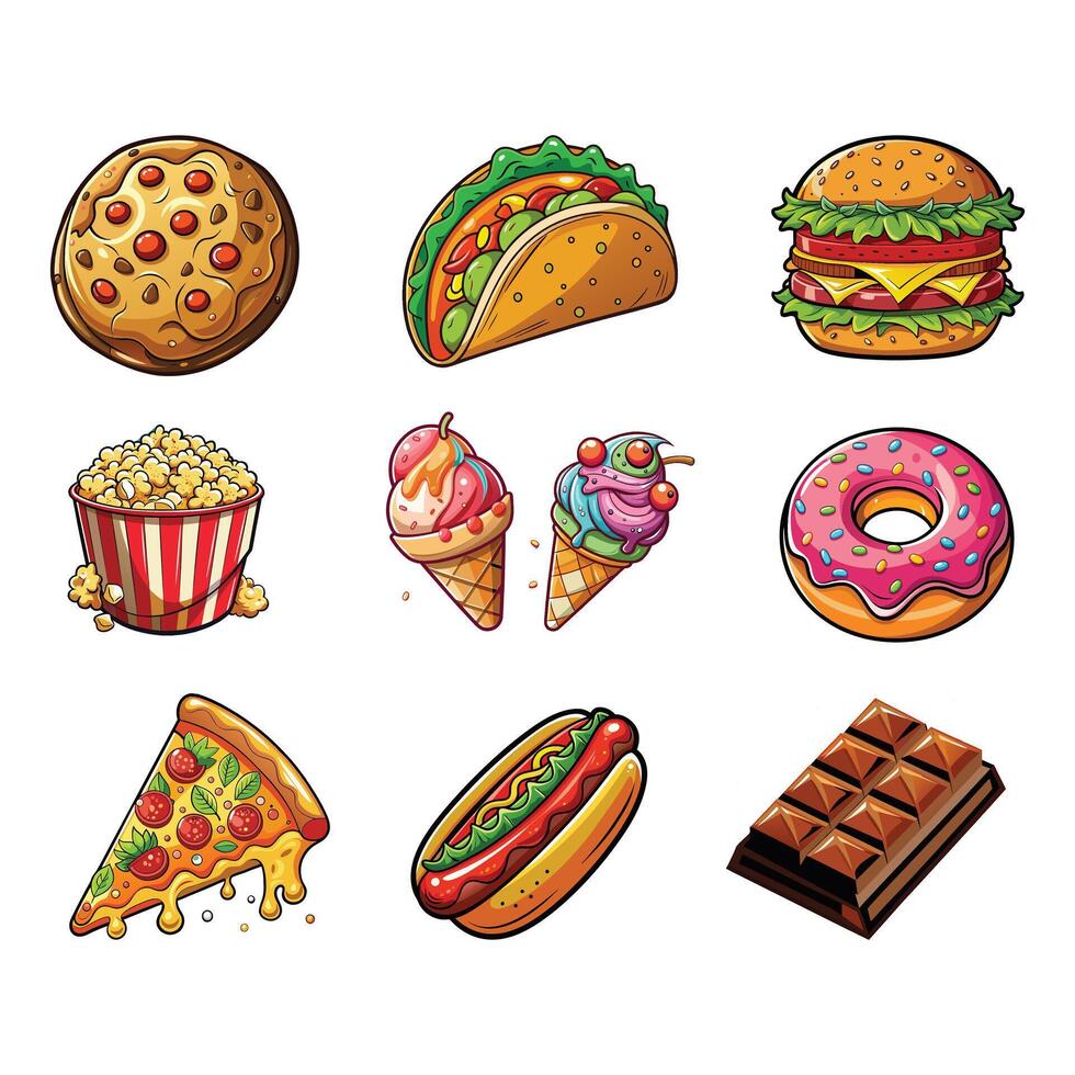 Junk Food Clipart Set 48749486 Vector Art at Vecteezy