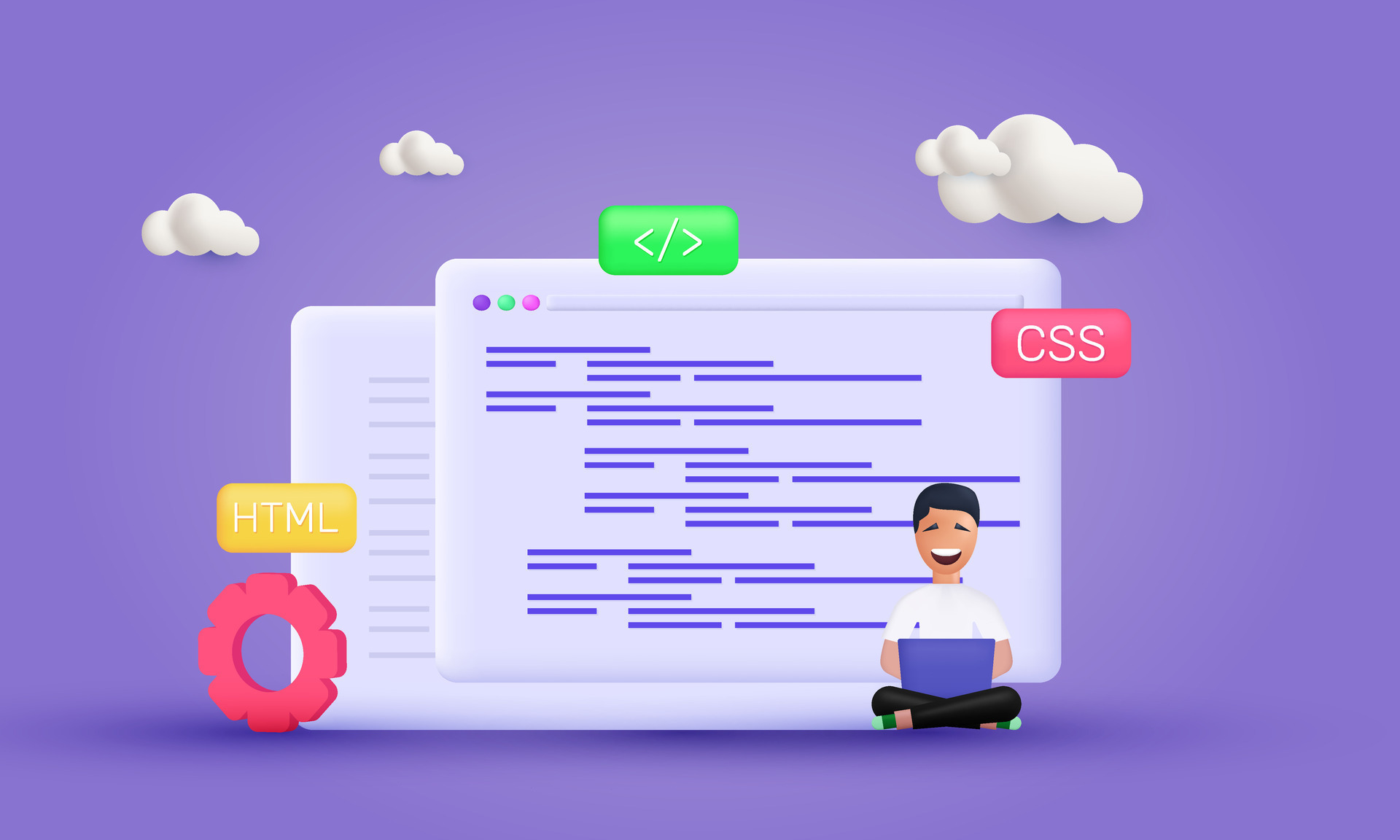 3d Realistic Website Programming Coding Web Development Influencer Style Design 48754357 Vector