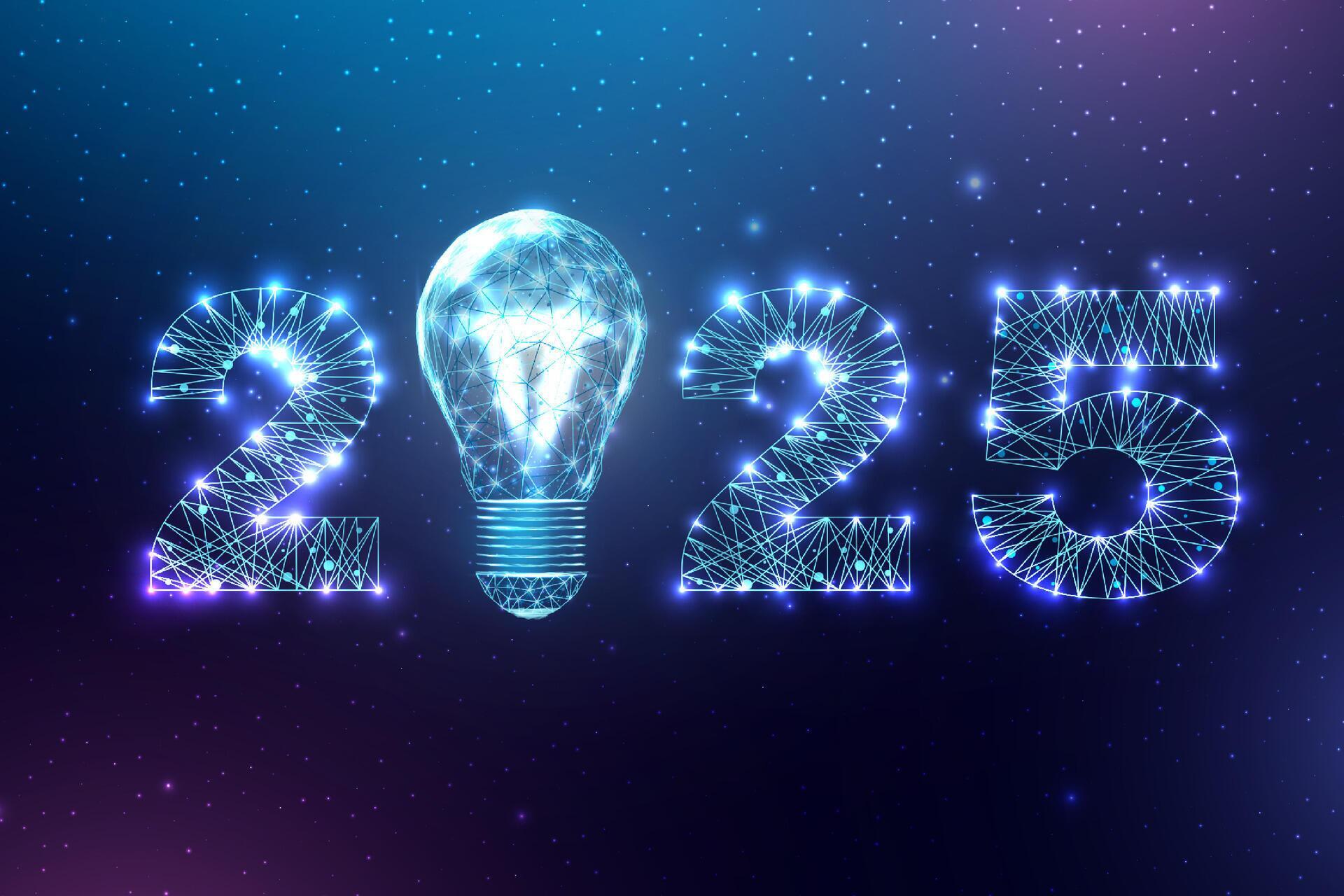 Happy new year 2025 greeting card. Low poly style design. Numbers and ...