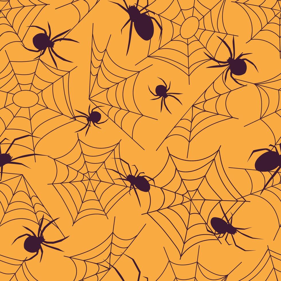 Halloween Seamless Patterns With Spider Webs And Spiders For Background ...