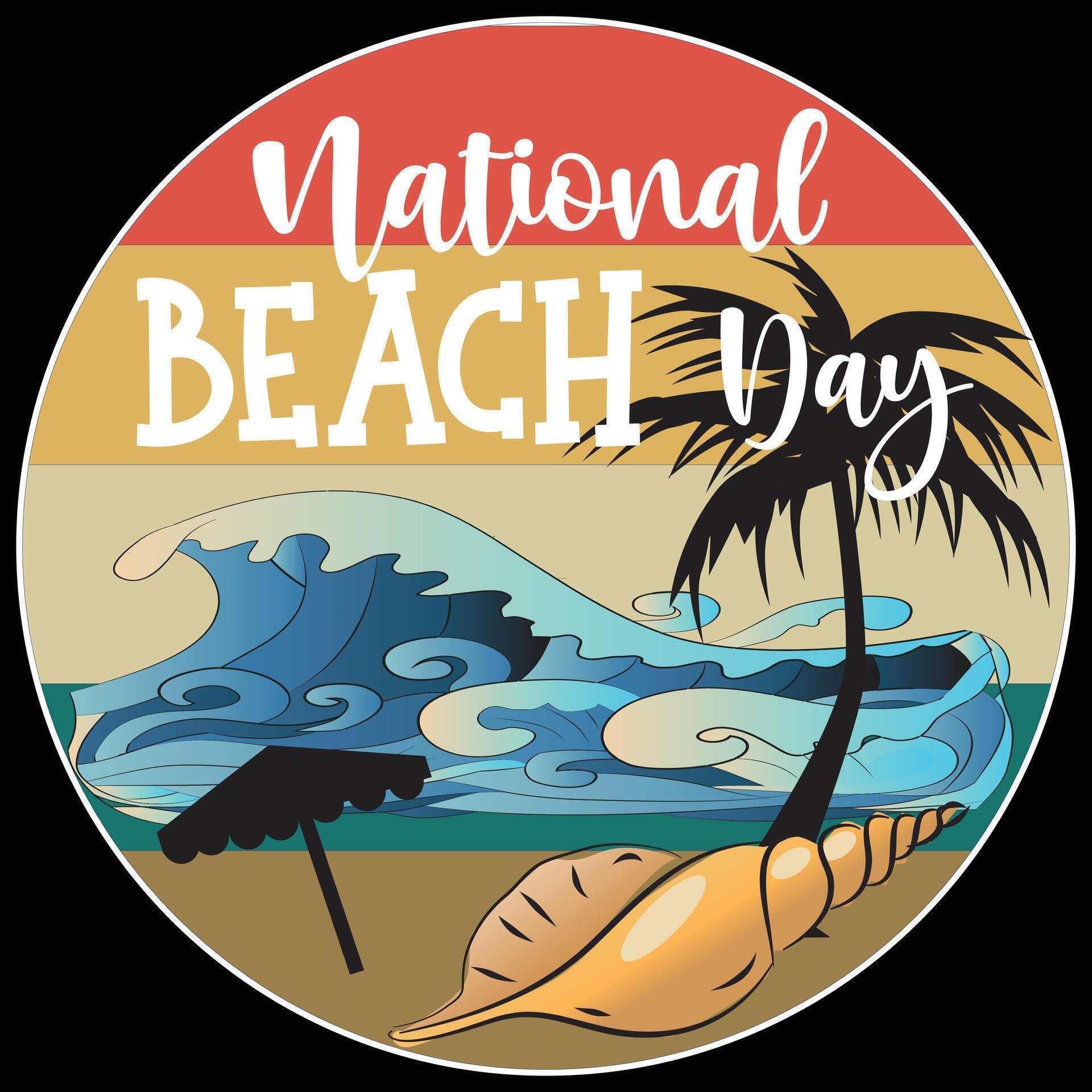 National Beach Day Sign and Badge 48768029 Vector Art at Vecteezy