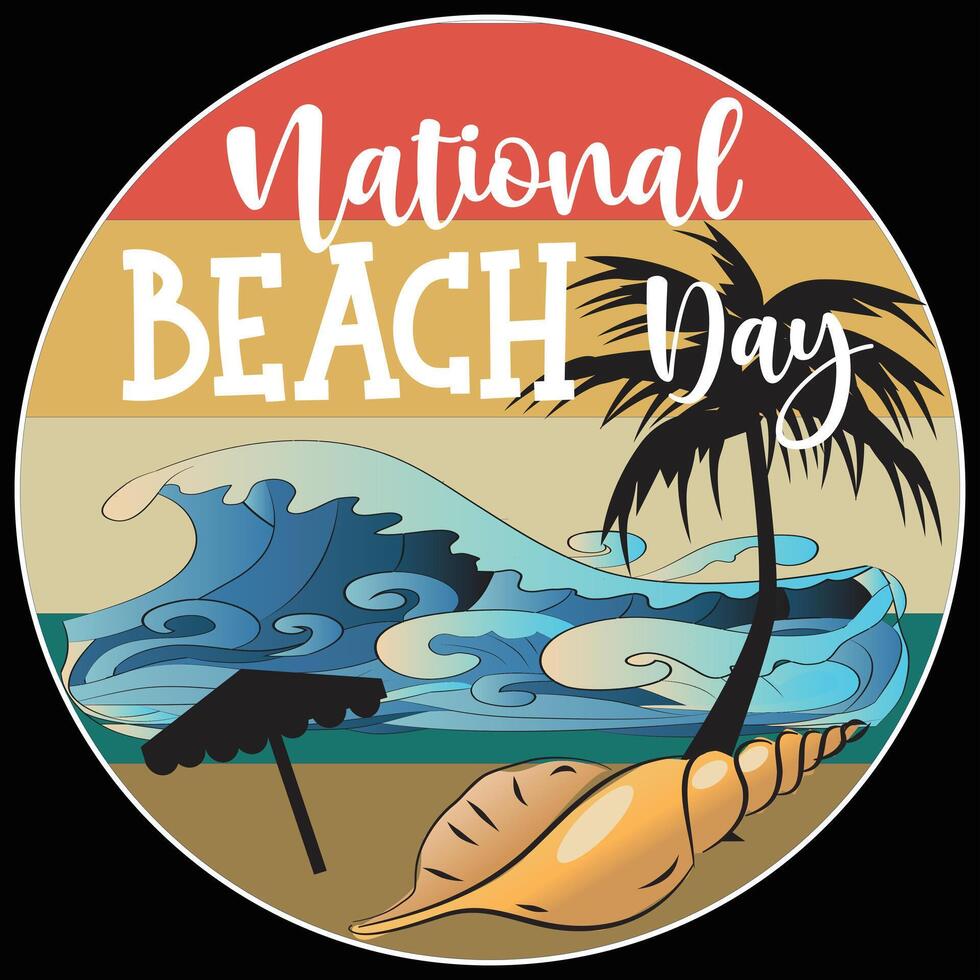 National Beach Day Sign and Badge 48768029 Vector Art at Vecteezy