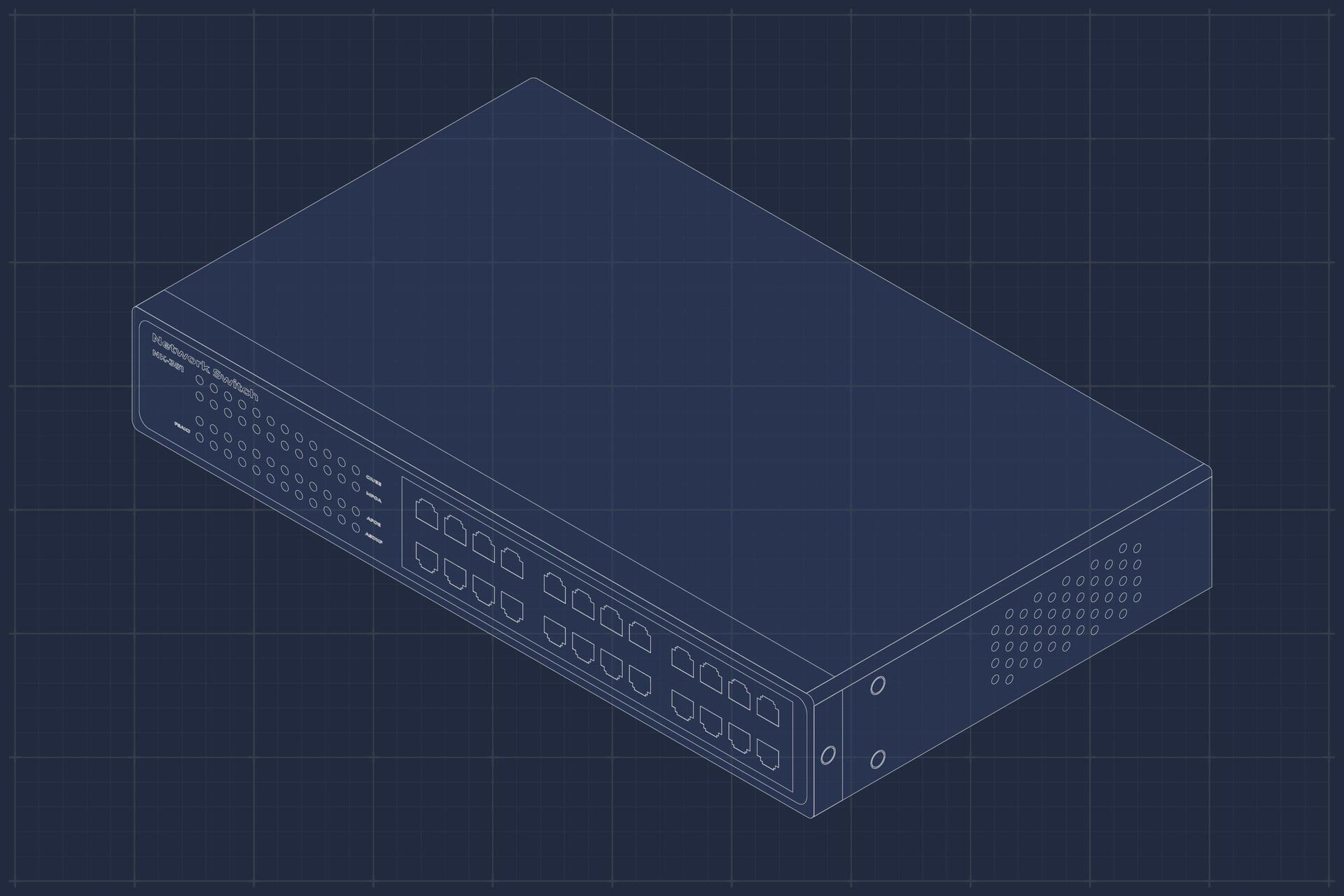 Blueprint Of Isometric Switch Networking Ethernet Switch Isometric