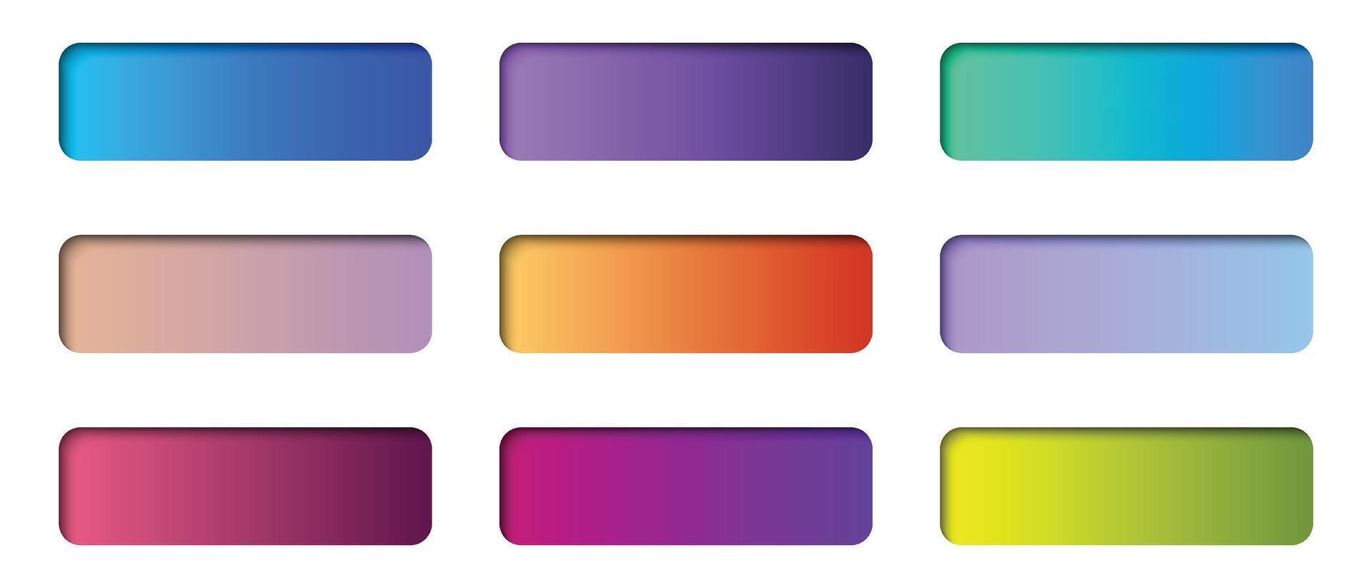 Set of modern trendy buttons. Empty web button set. Colorful gradients buttons. Web design ...