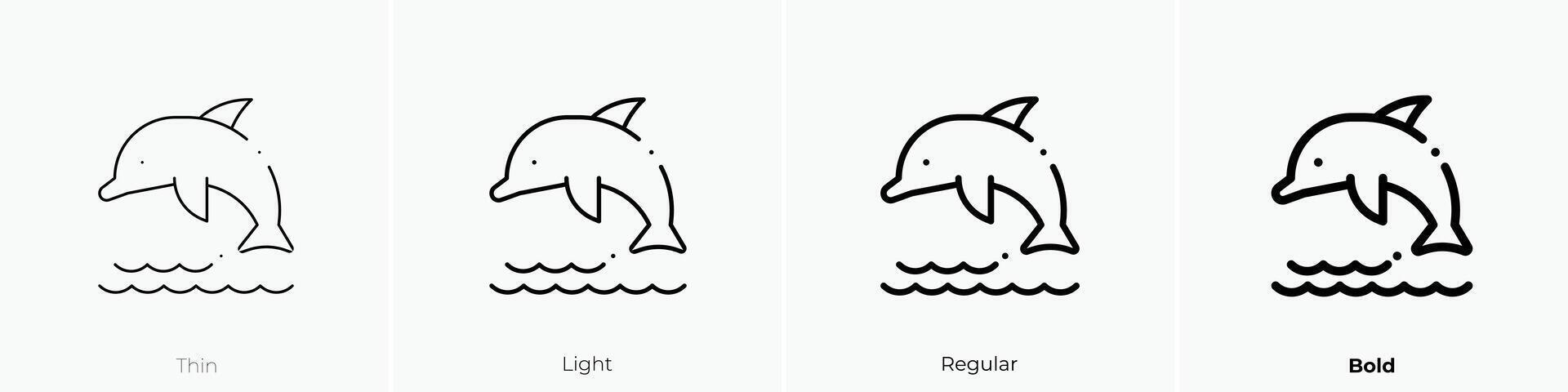dolphin icon. Thin, Light, Regular And Bold style design isolated on ...
