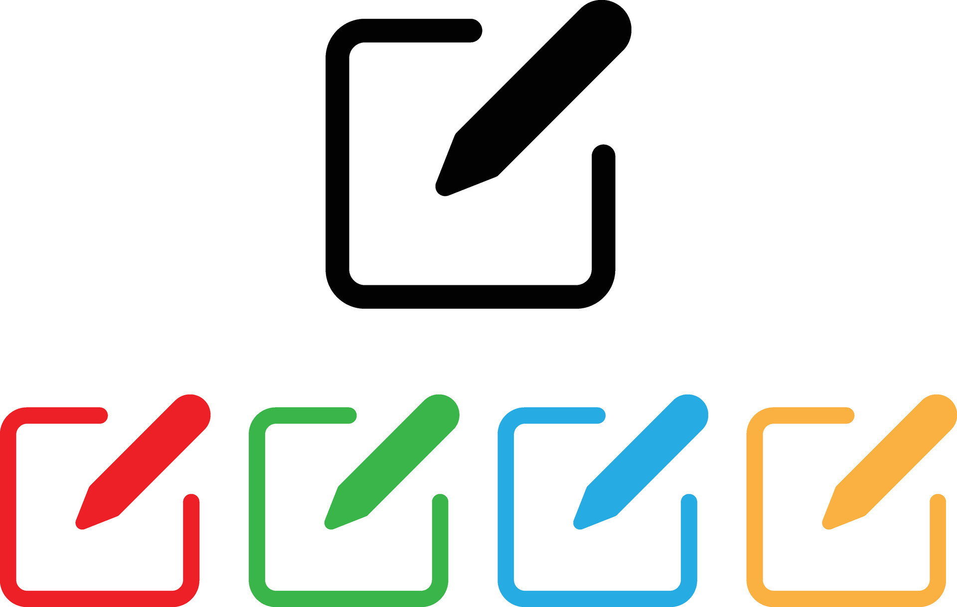 Colorful edit icon set in different colors . Edit content icon . Edit ...