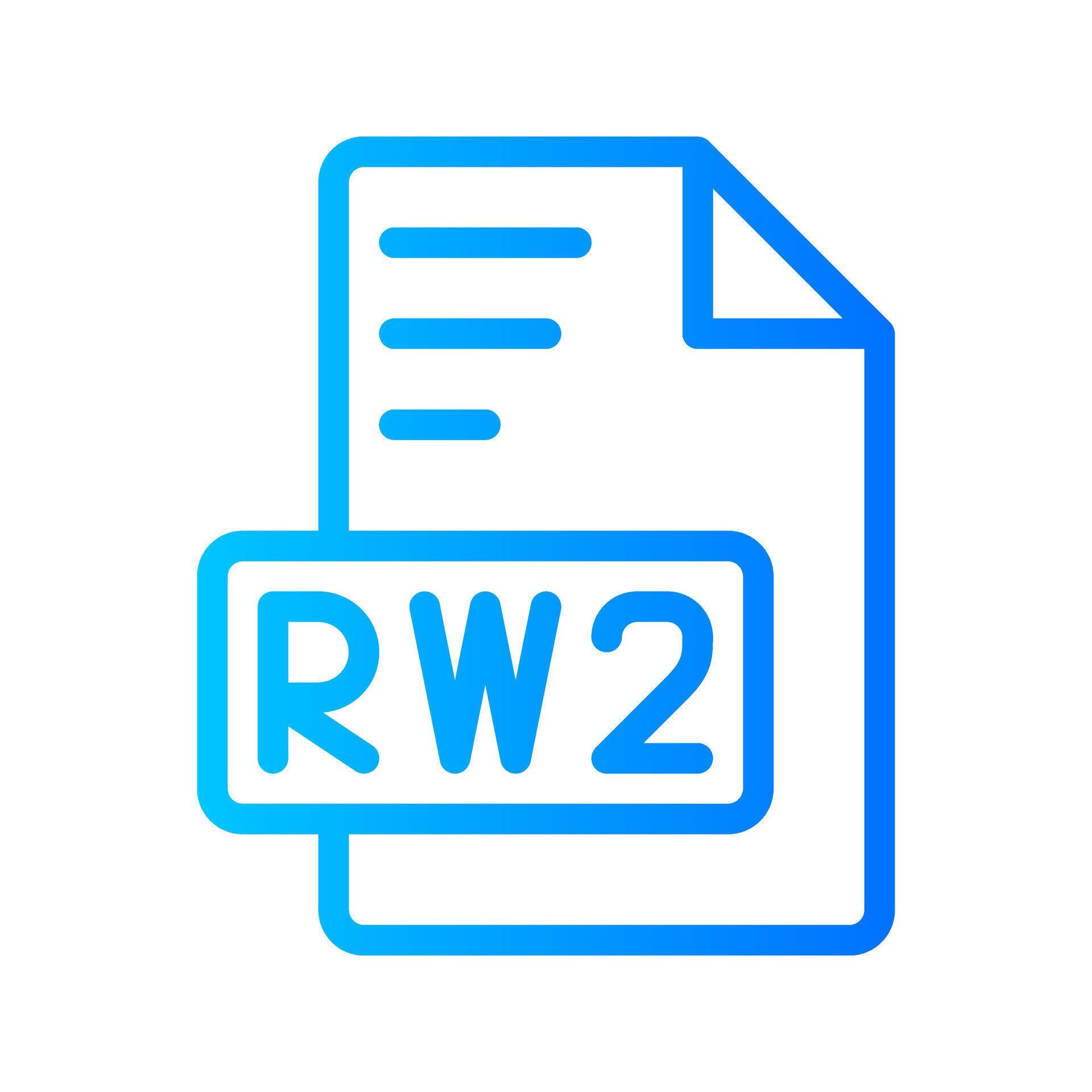 Rw2 Document file gradient icon. format file type icons symbol, Extension, type data ...